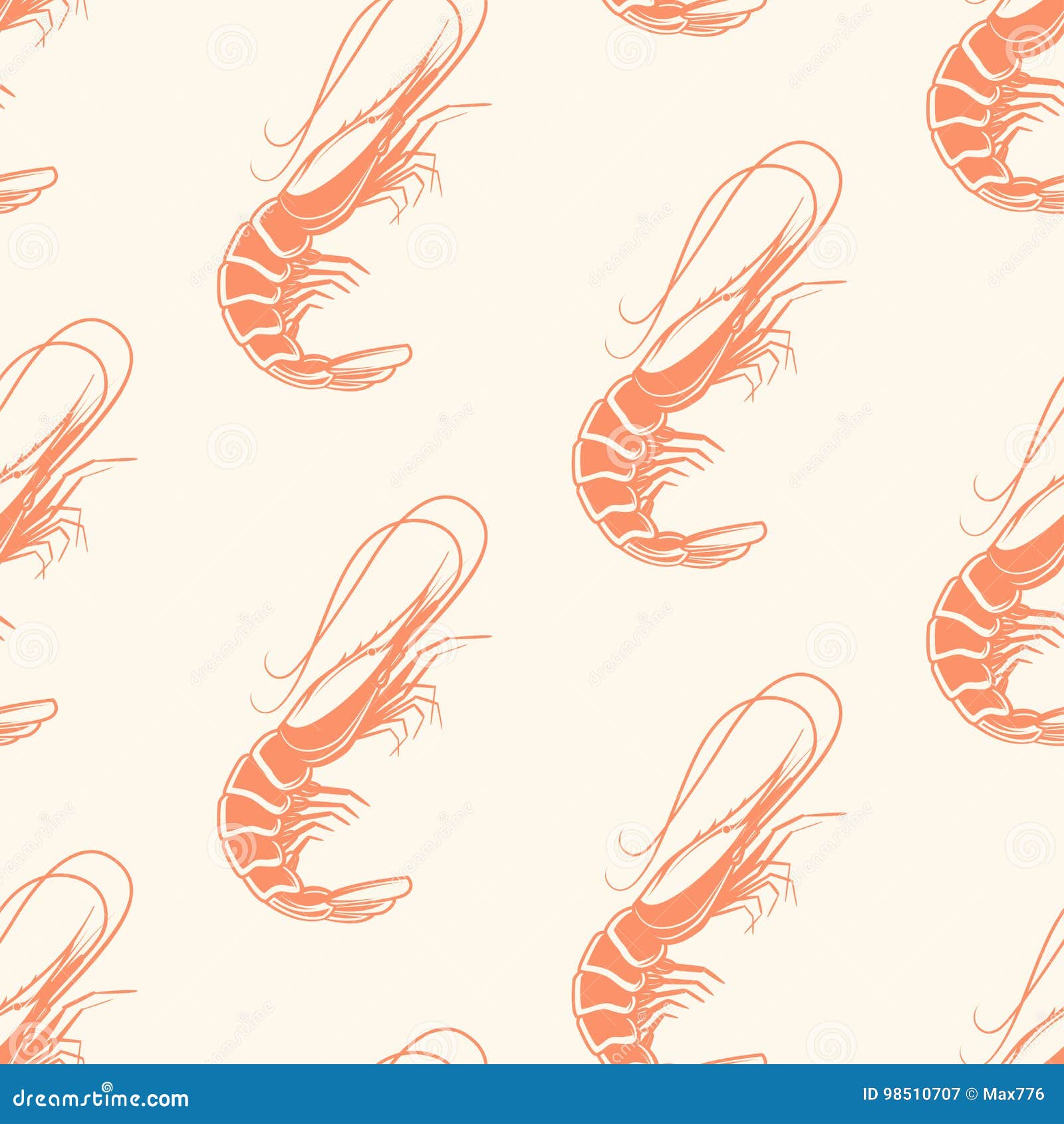 Seafood Seamless Pattern. Shrimp Or Prawn. Isolated On A White ...