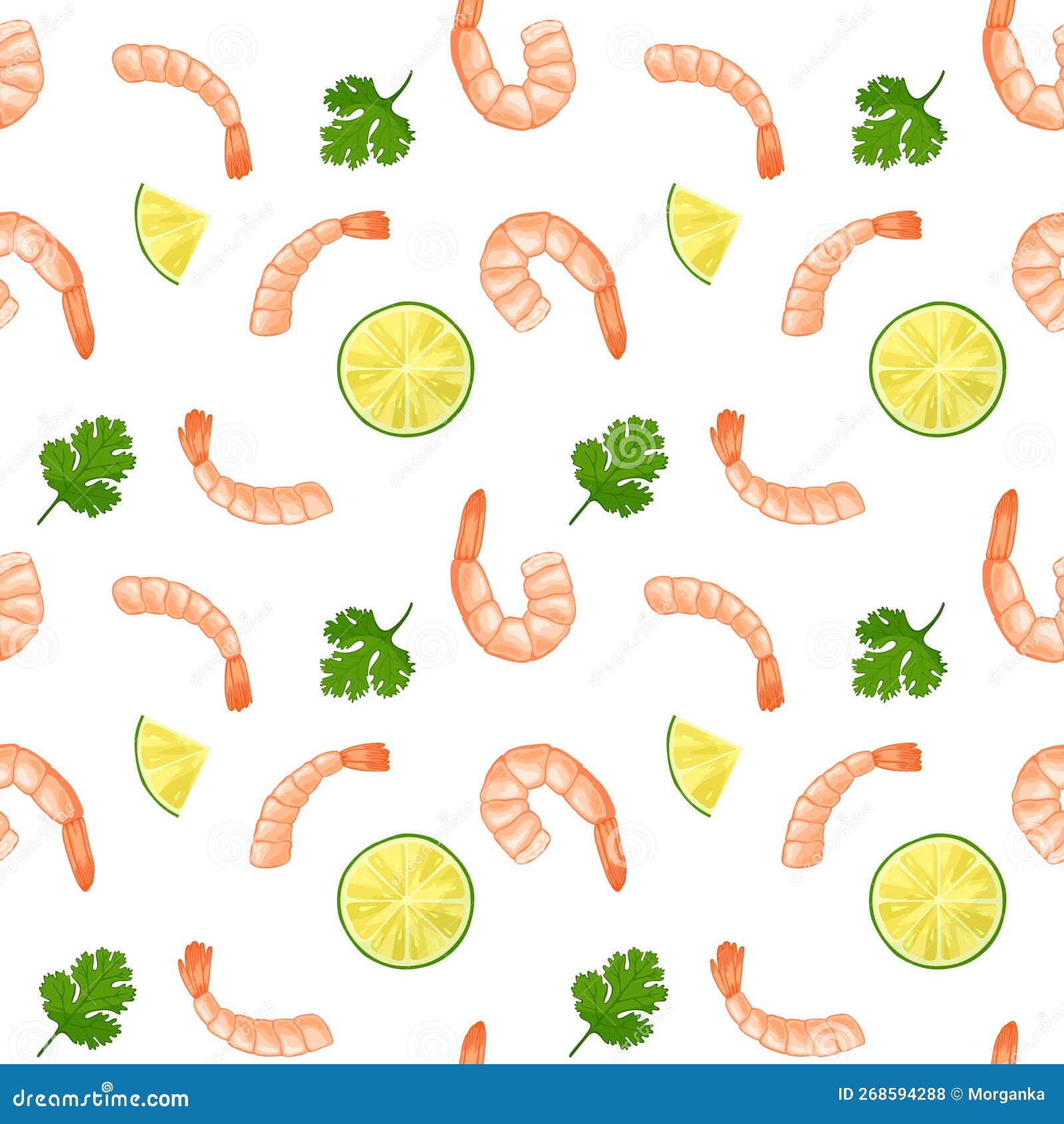 Seafood Seamless Pattern. Shrimp Or Prawn. Isolated On A White ...
