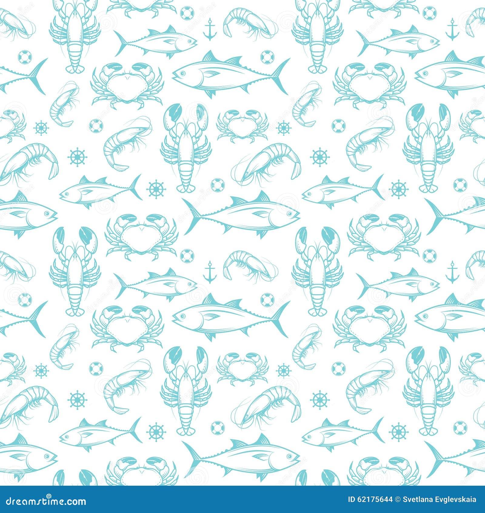 Seafood seamless pattern stock vector. Illustration of crab - 62175644