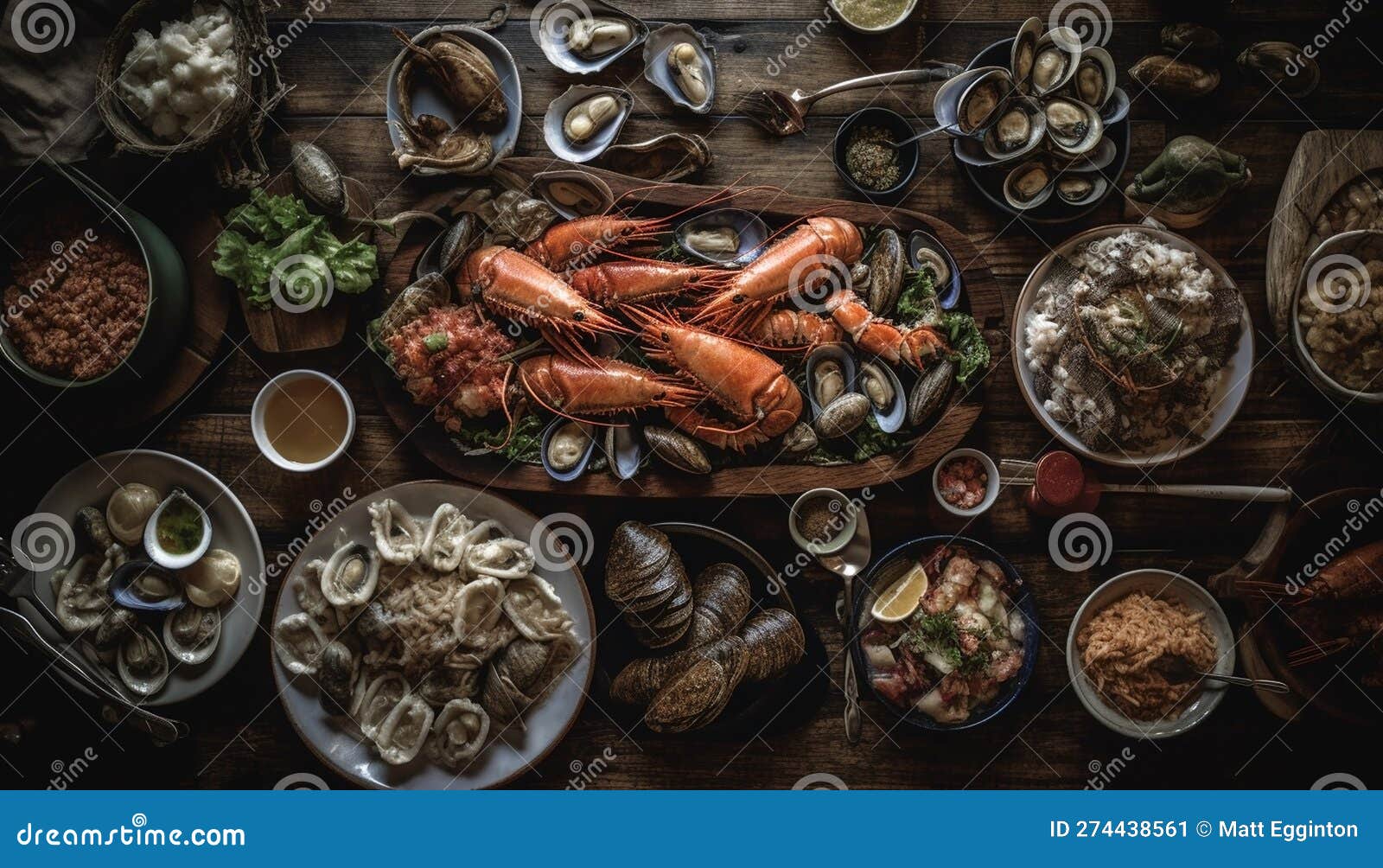 Seafood Selection Flat Lay stock image. Image of tiger - 274438561