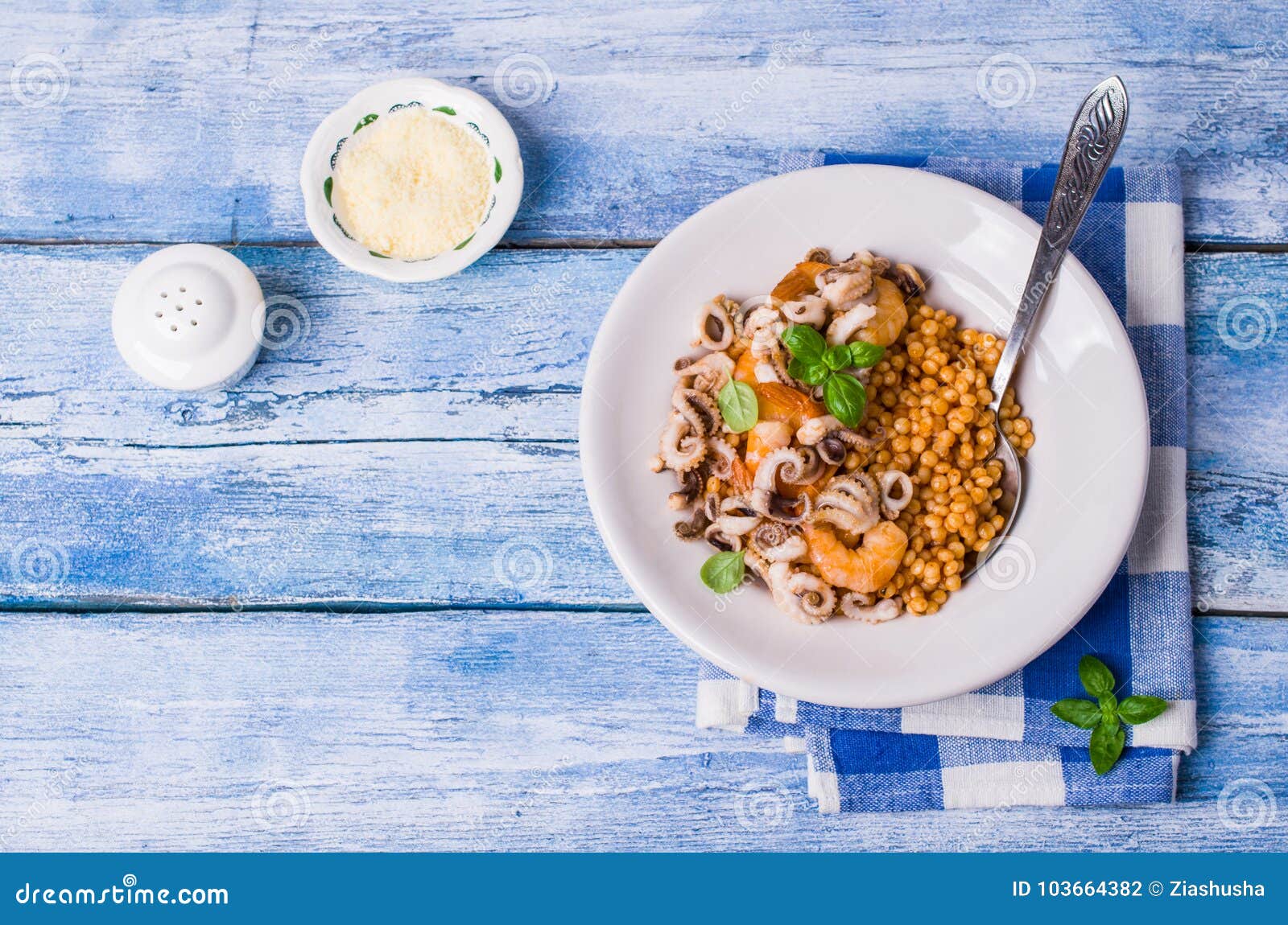 Seafood with shallow paste stock photo. Image of greek - 103664382