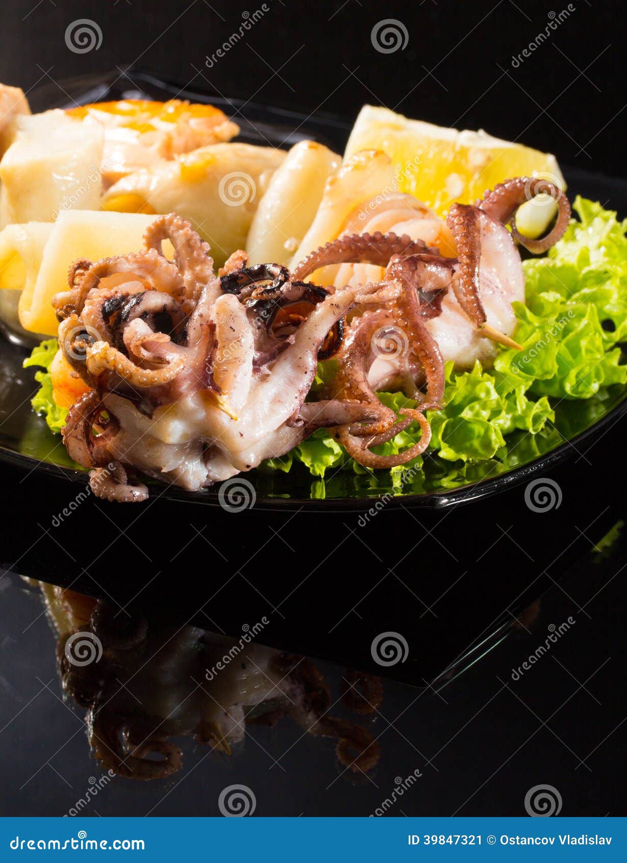 Seafood shashlik stock image. Image of mediterranean - 39847321