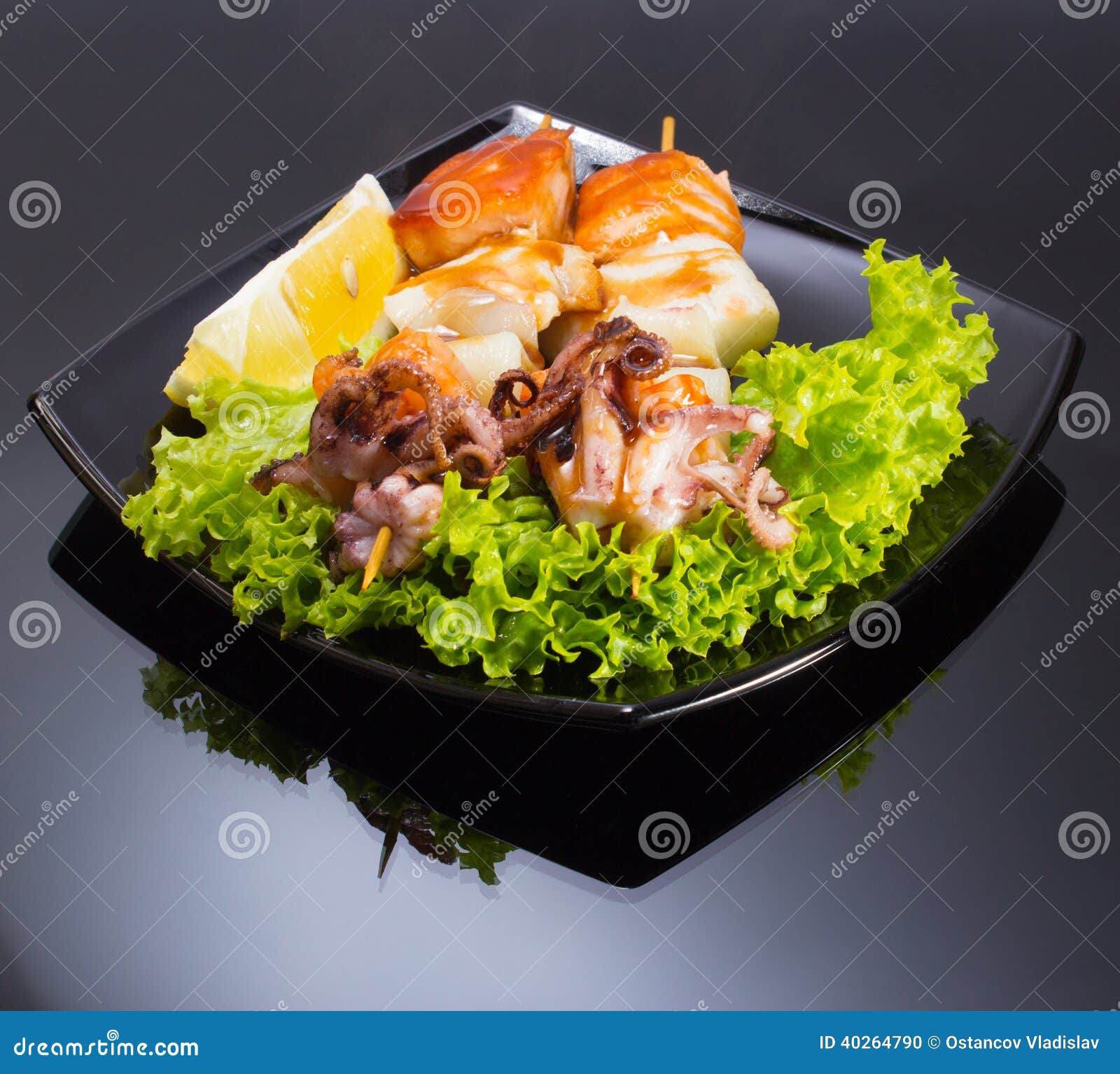 Seafood shashlik stock photo. Image of kebab, lunch, closeup - 40264790