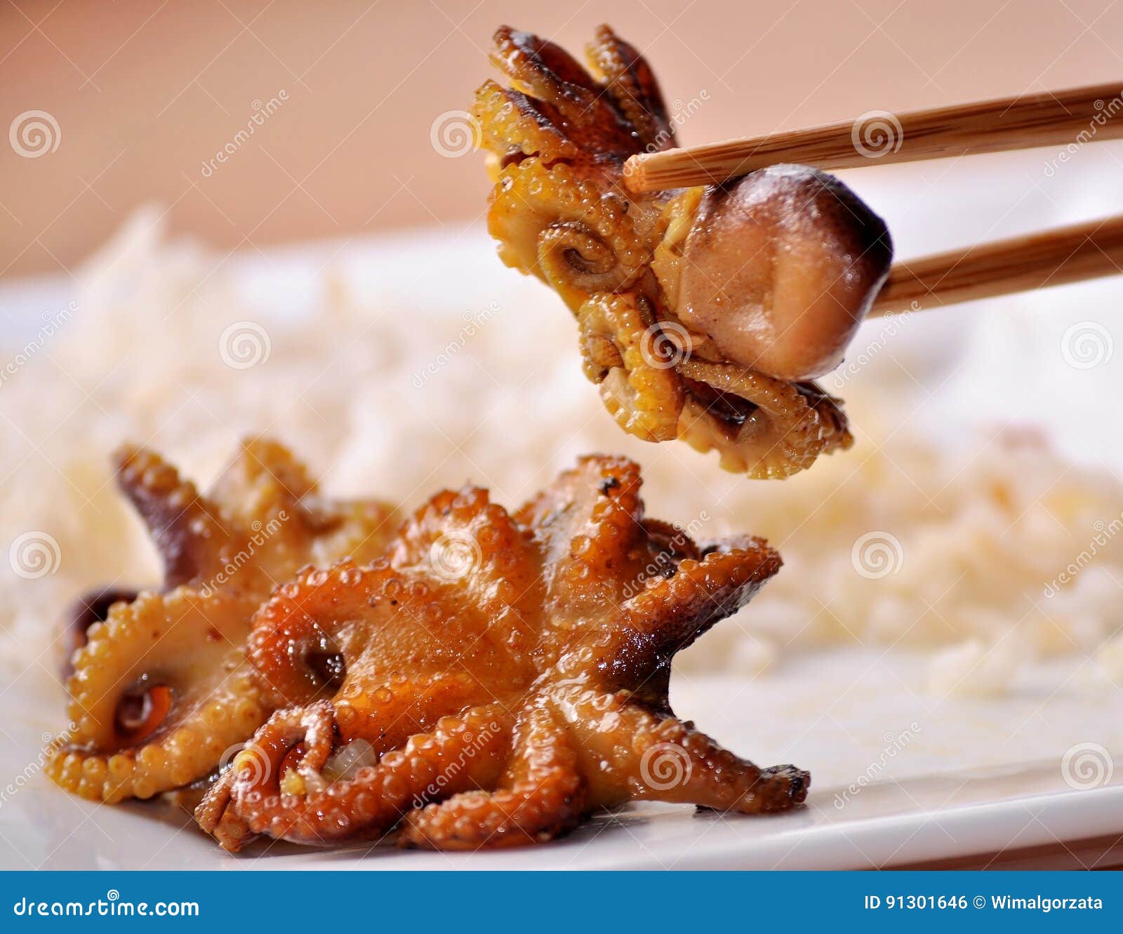 Seafood. Small Marinated Octopuses. Stock Photo - Image of dish, entree ...