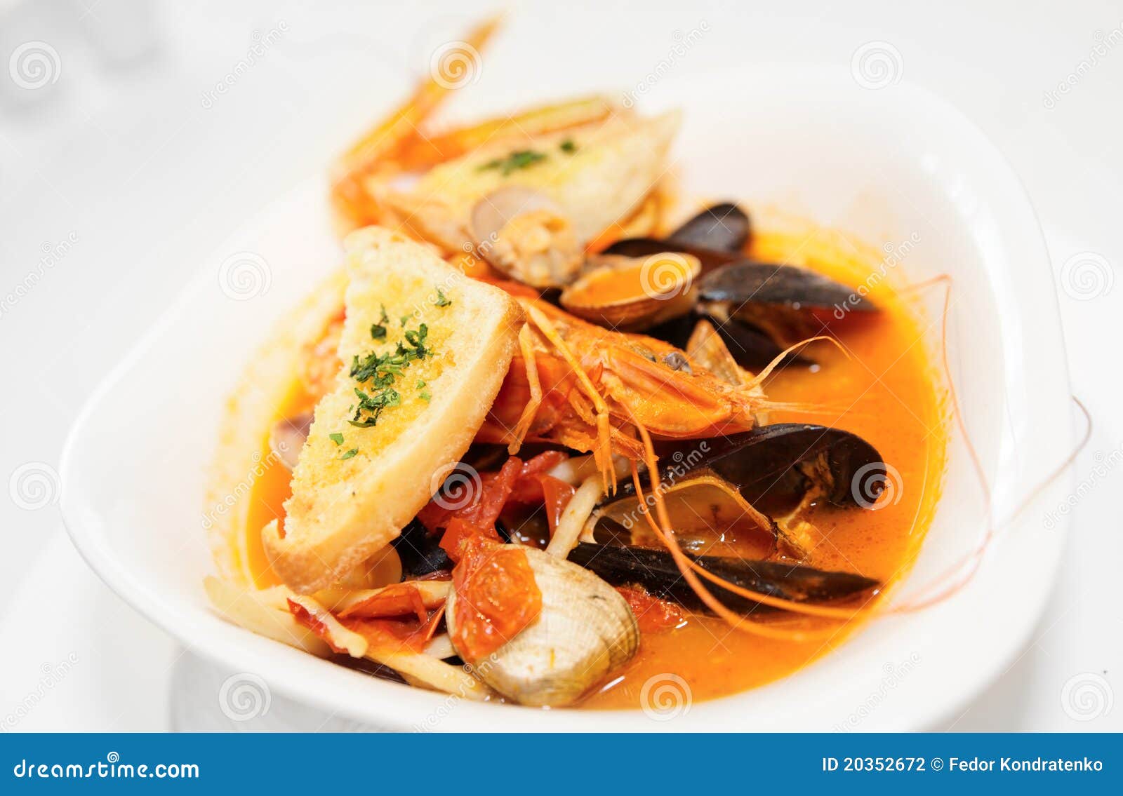 Seafood soup stock photo. Image of shell, mussel, crouton - 20352672