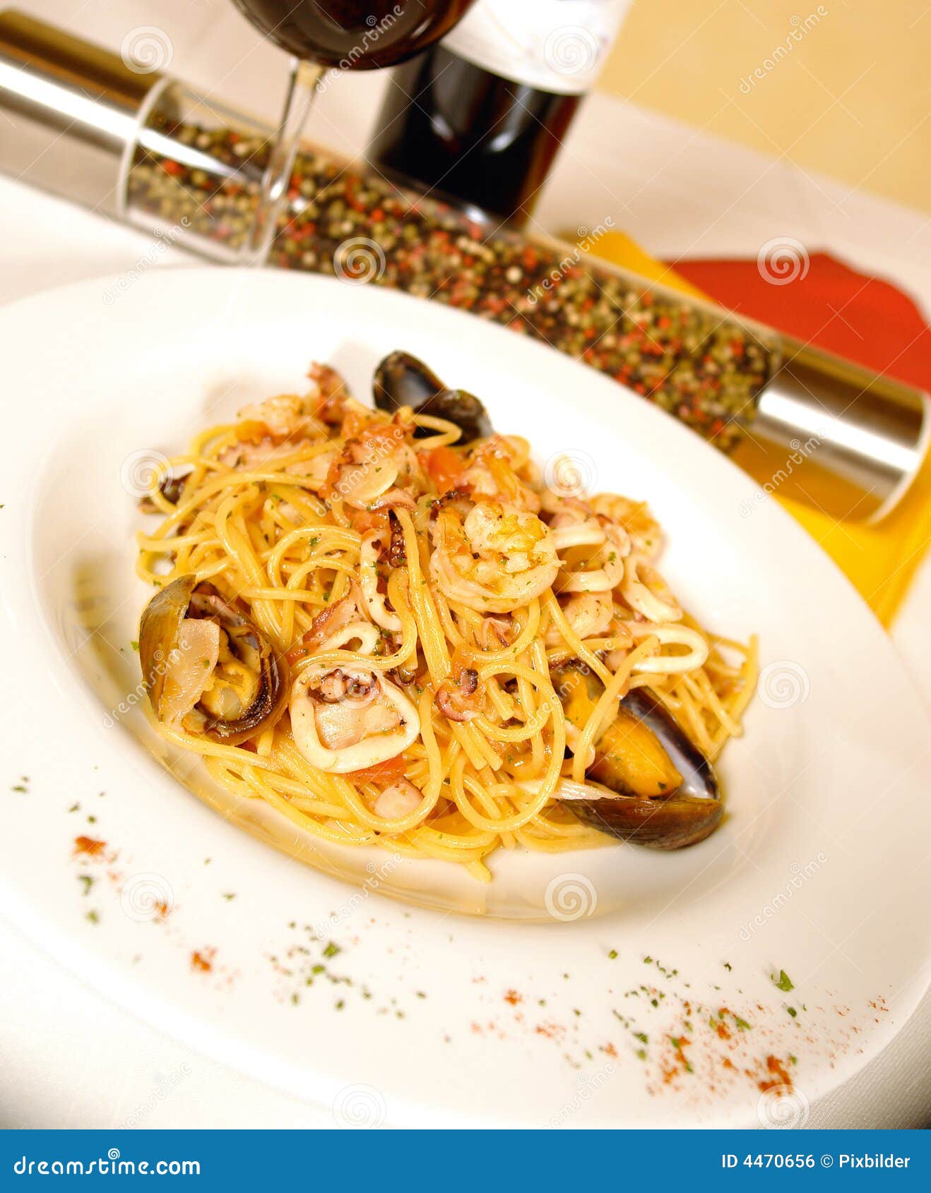 Seafood spaghetti stock photo. Image of cooked, kitchen - 4470656