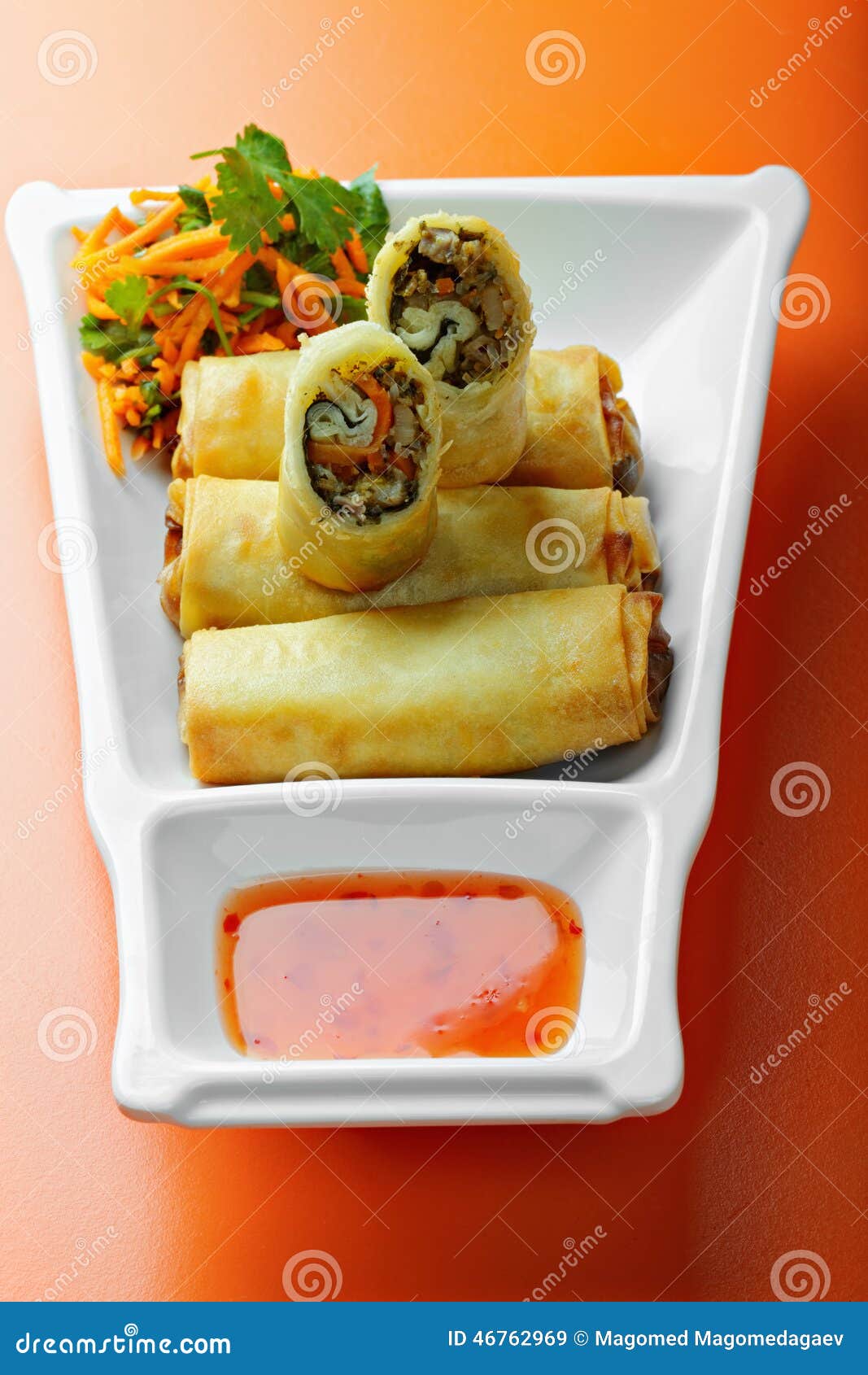 Seafood Spring Rolls in a Plate Stock Image - Image of spring ...