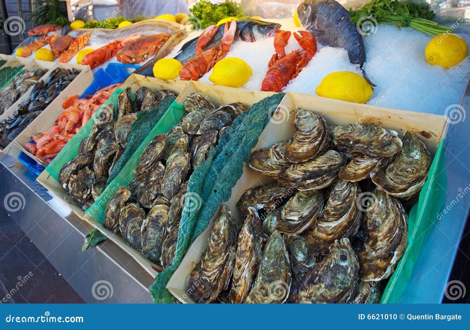 Seafood stall stock photo. Image of shellfish, market - 6621010