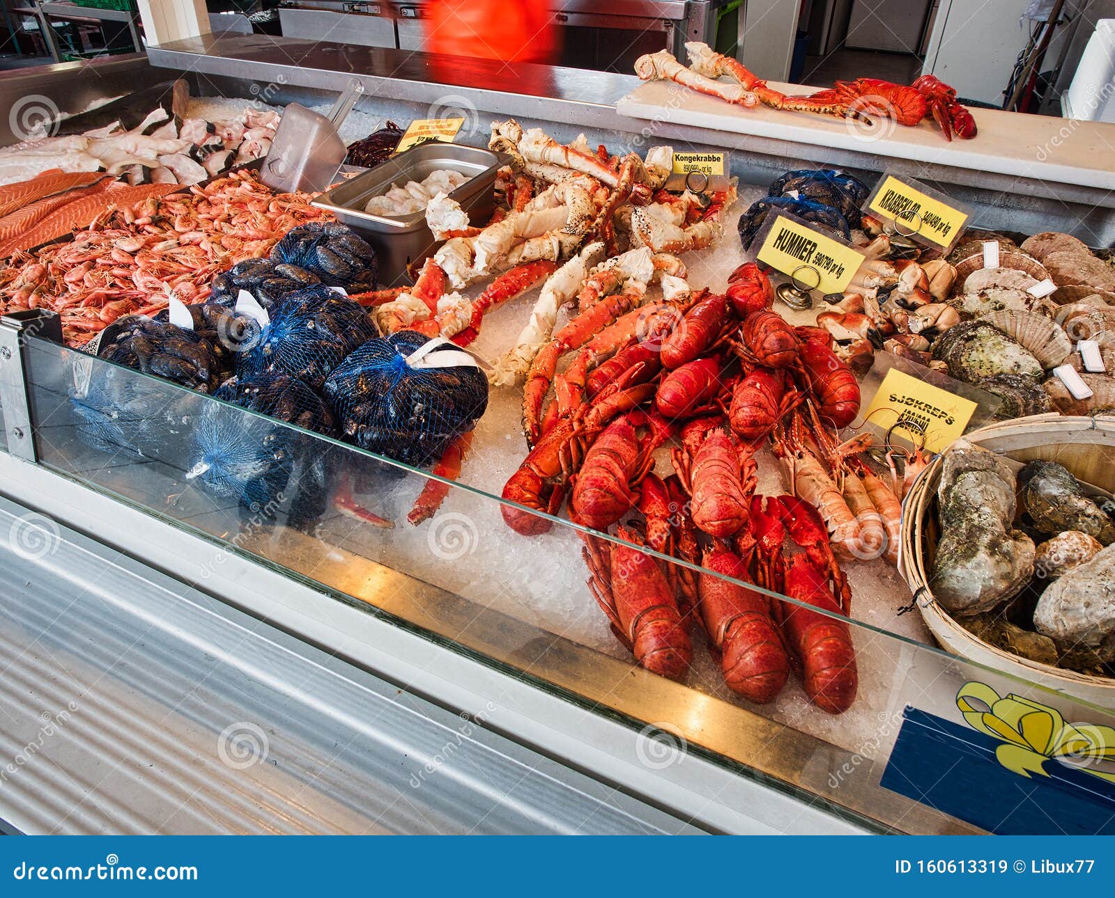 Seafood Stall Closeup in Bergen Norway. Stock Image - Image of organic ...