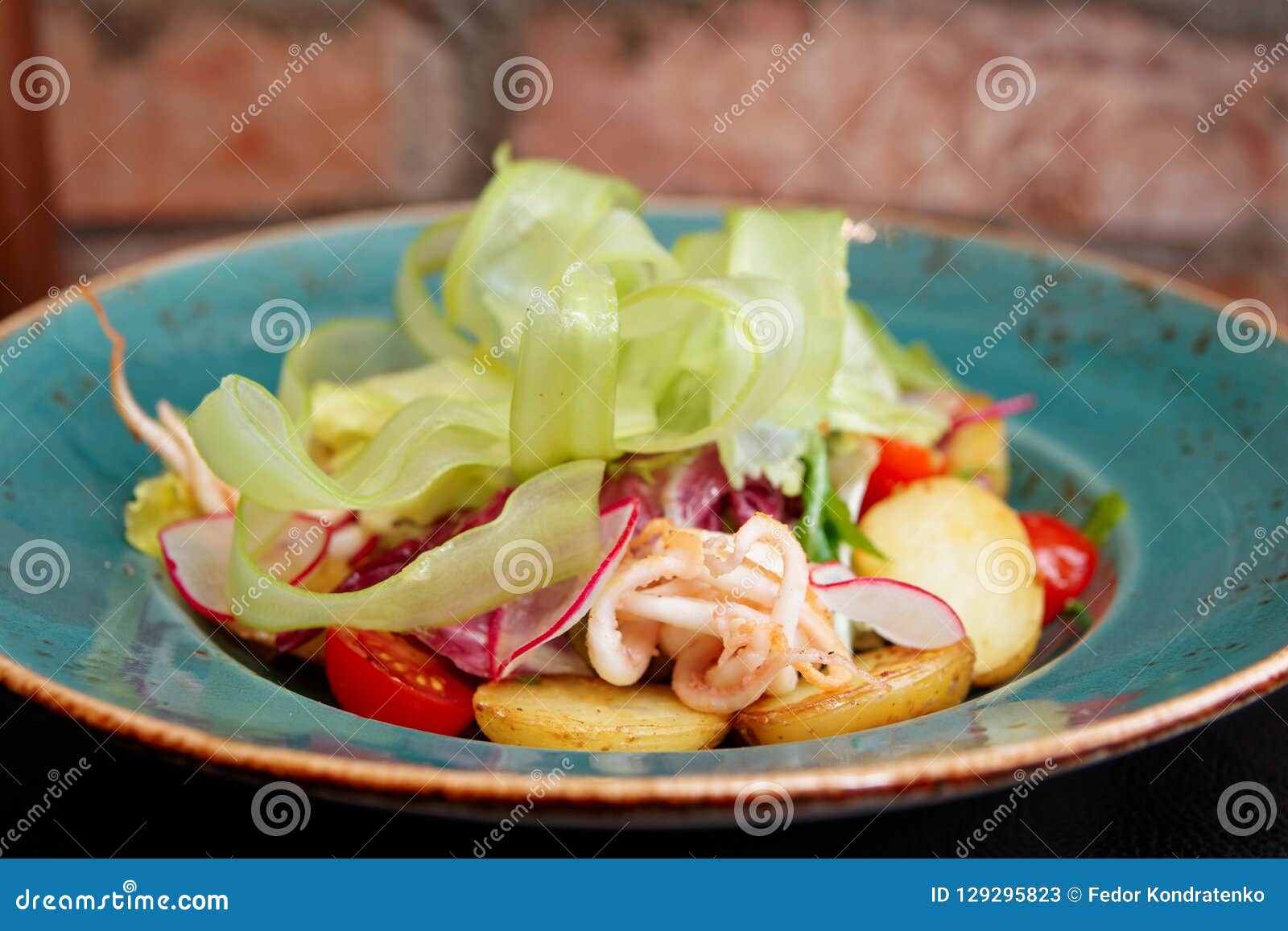 Seafood Starter with Vegetables Stock Image - Image of fine, china ...