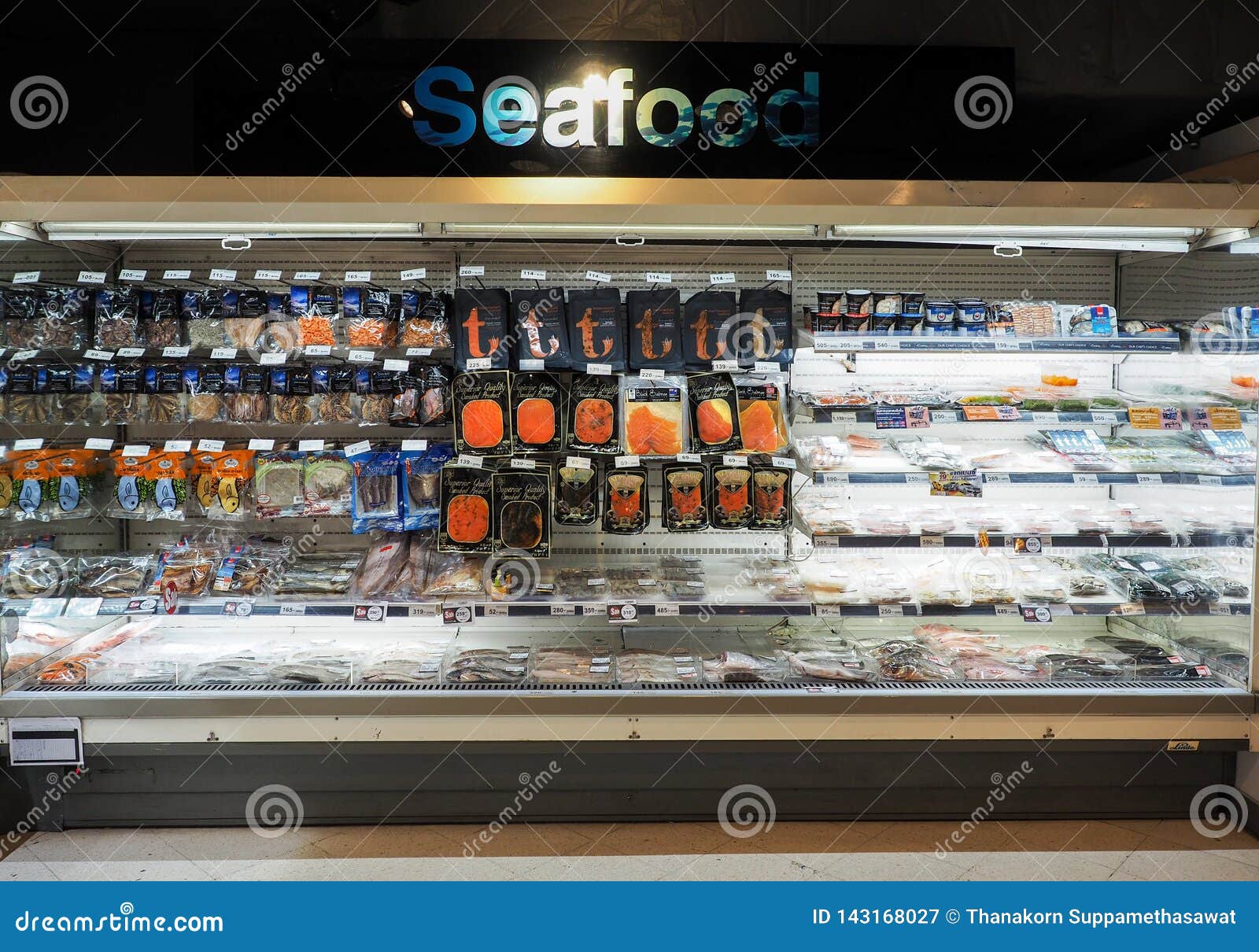 Seafood in the supermarket editorial photography. Image of market ...