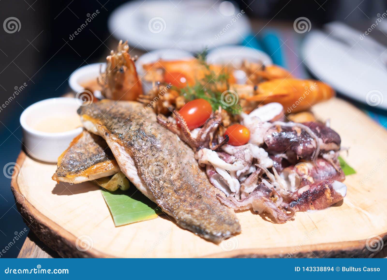 Seafood on Table in Menu at Restaurant Stock Photo - Image of crab ...