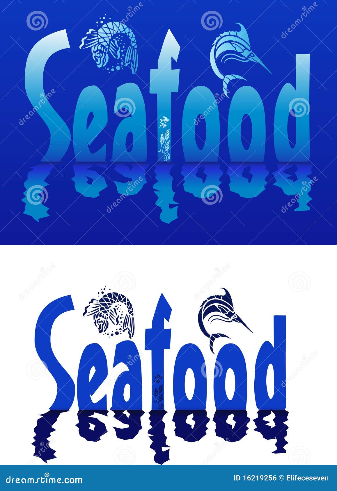 Seafood text stock vector. Illustration of sign, drawing - 16219256