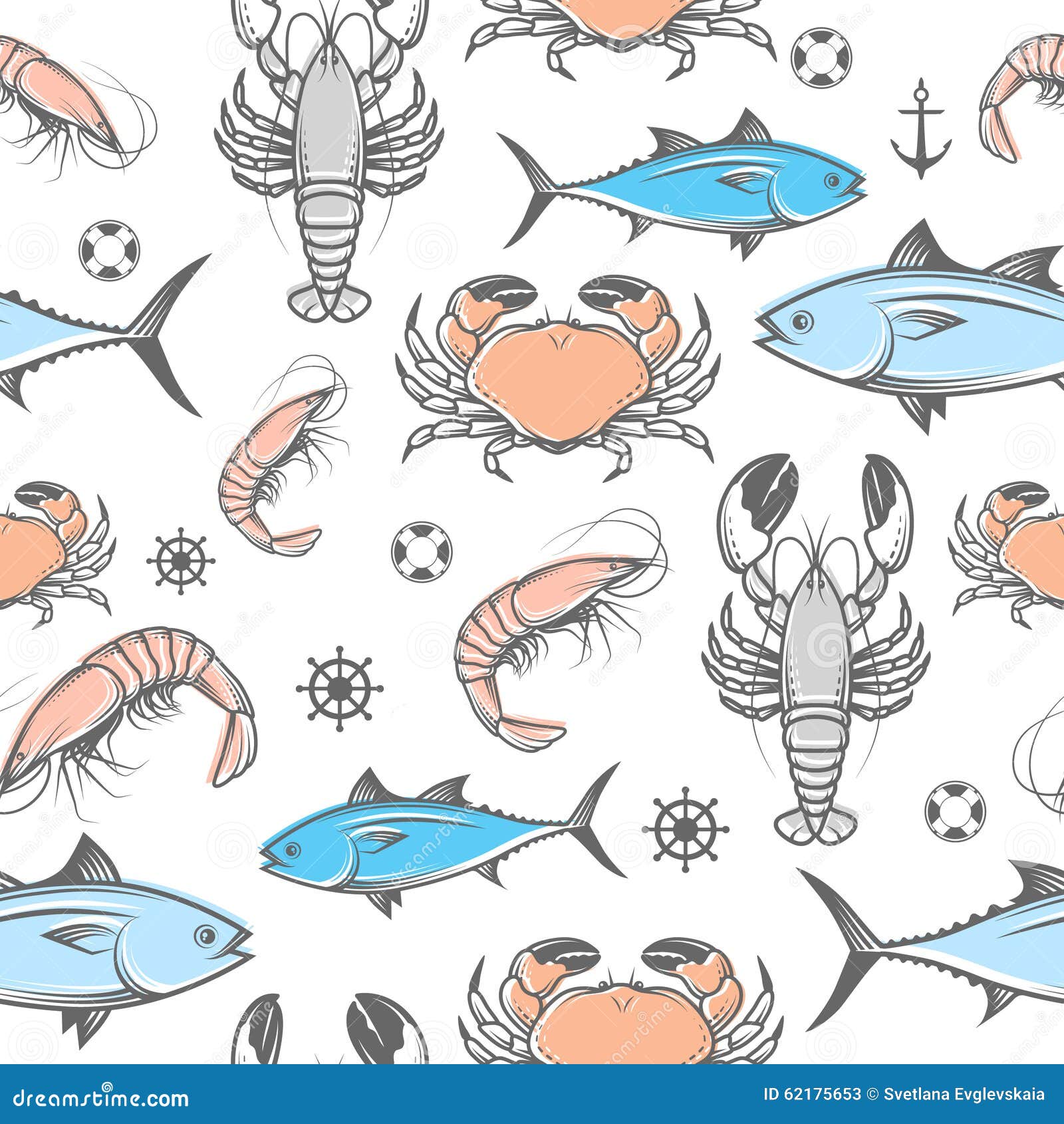 Seafood vector pattern stock vector. Illustration of dish - 62175653