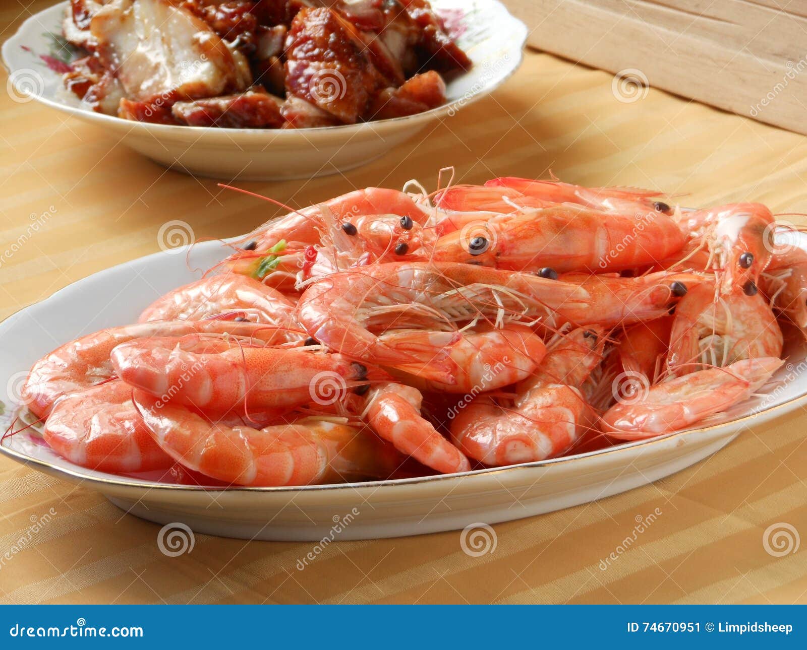 Seafood white boiled prawn stock image. Image of chinese - 74670951