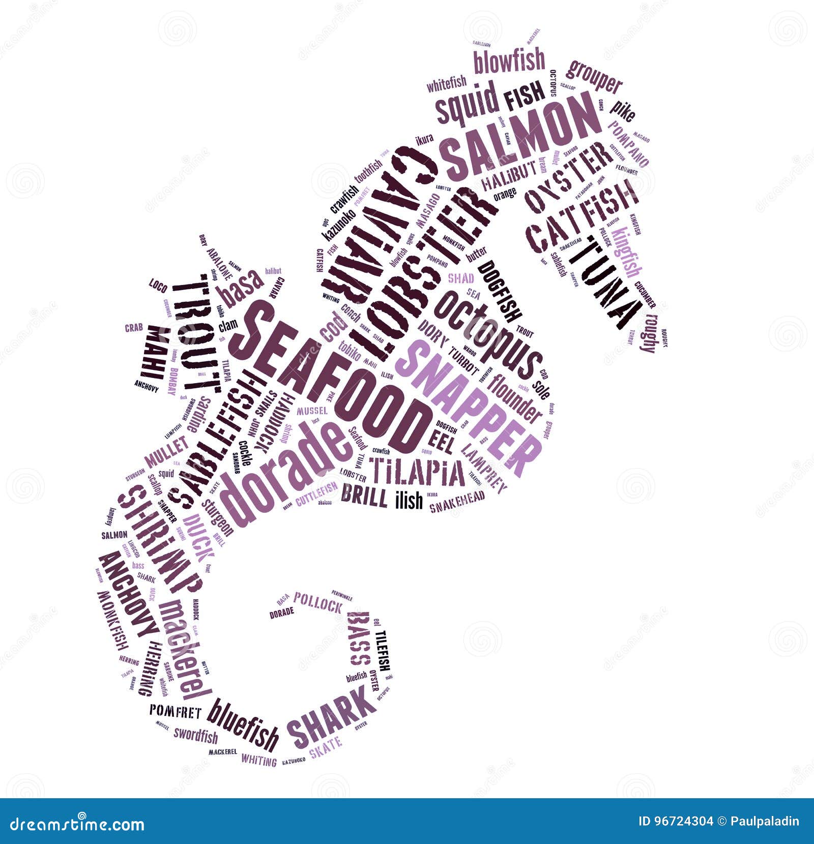 Seafood word cloud stock illustration. Illustration of delicious - 96724304