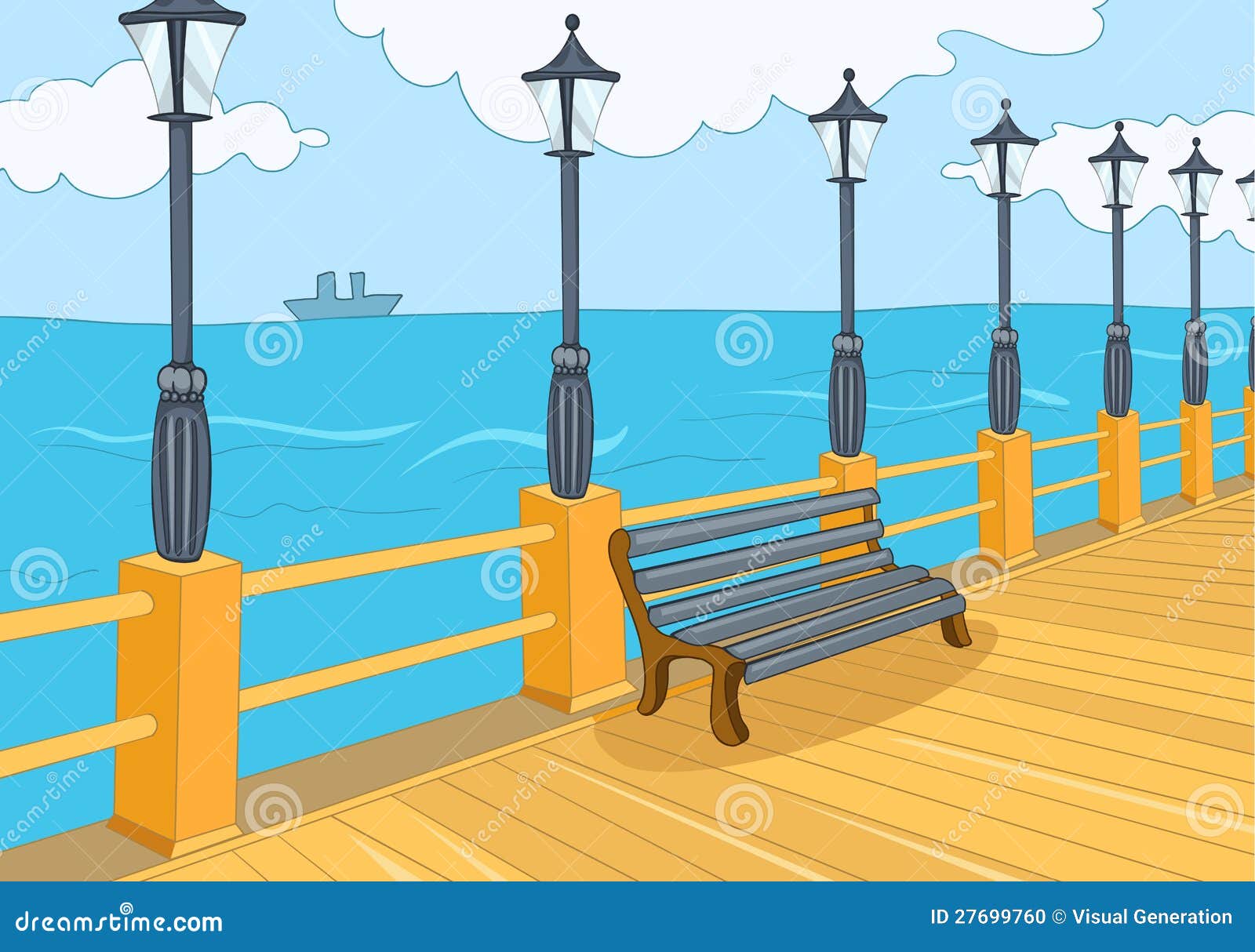 Seafront stock vector. Illustration of river, beach, outdoors - 27699760