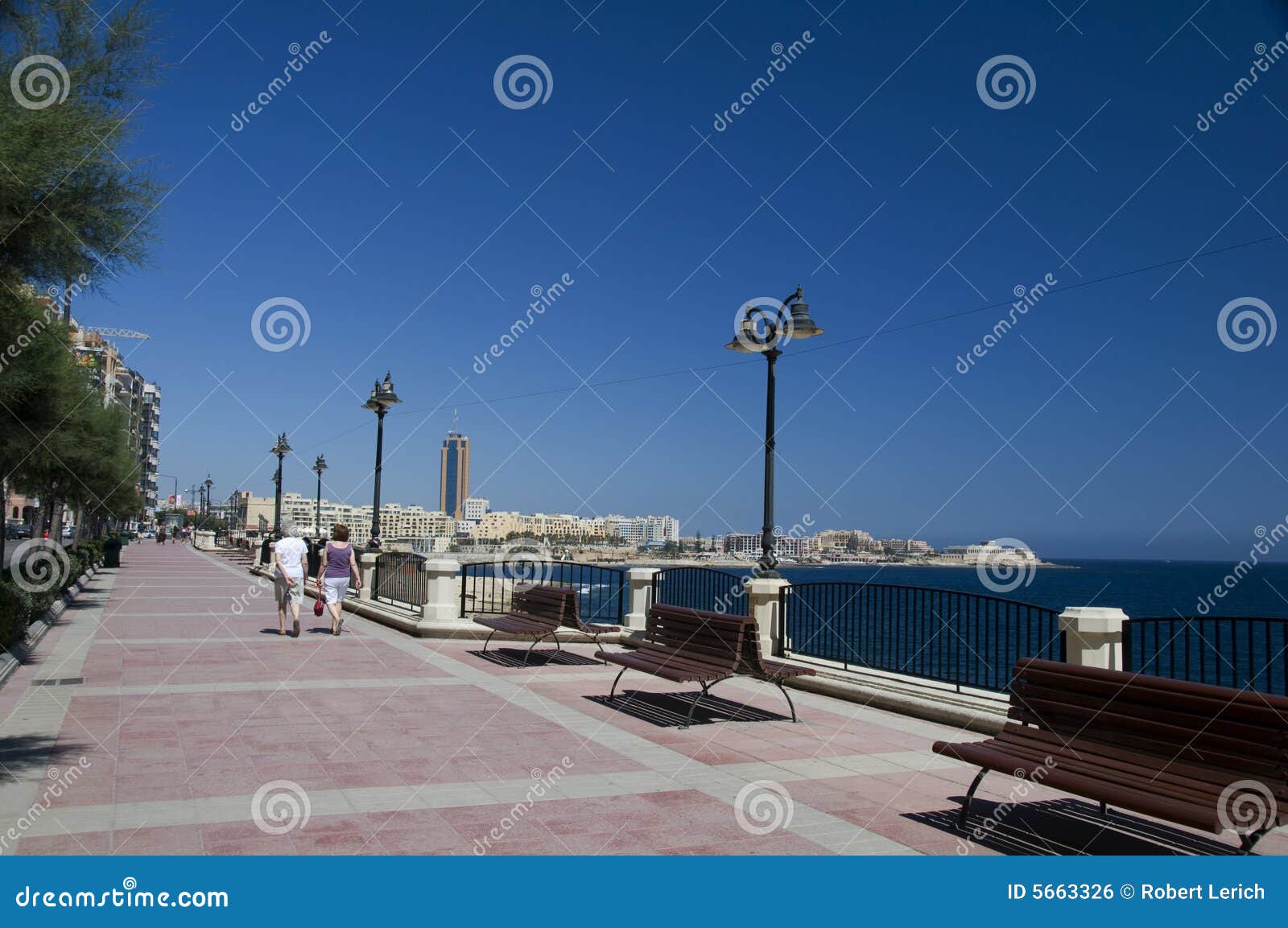 Seafront Boulevard Promenade Sliema Malta Stock Photo - Image of ...