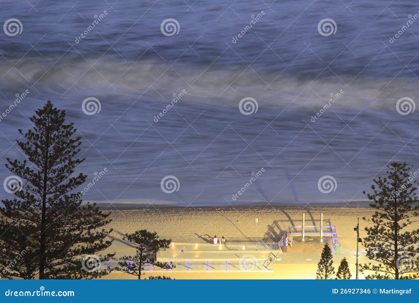 Ocean Beach Promenade Long Exposure at Night Stock Photo - Image of ...