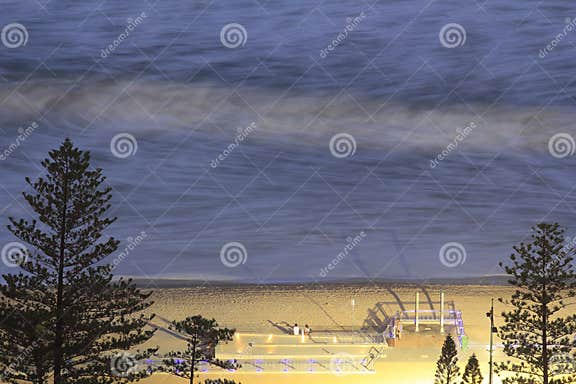 Ocean Beach Promenade Long Exposure at Night Stock Photo - Image of ...