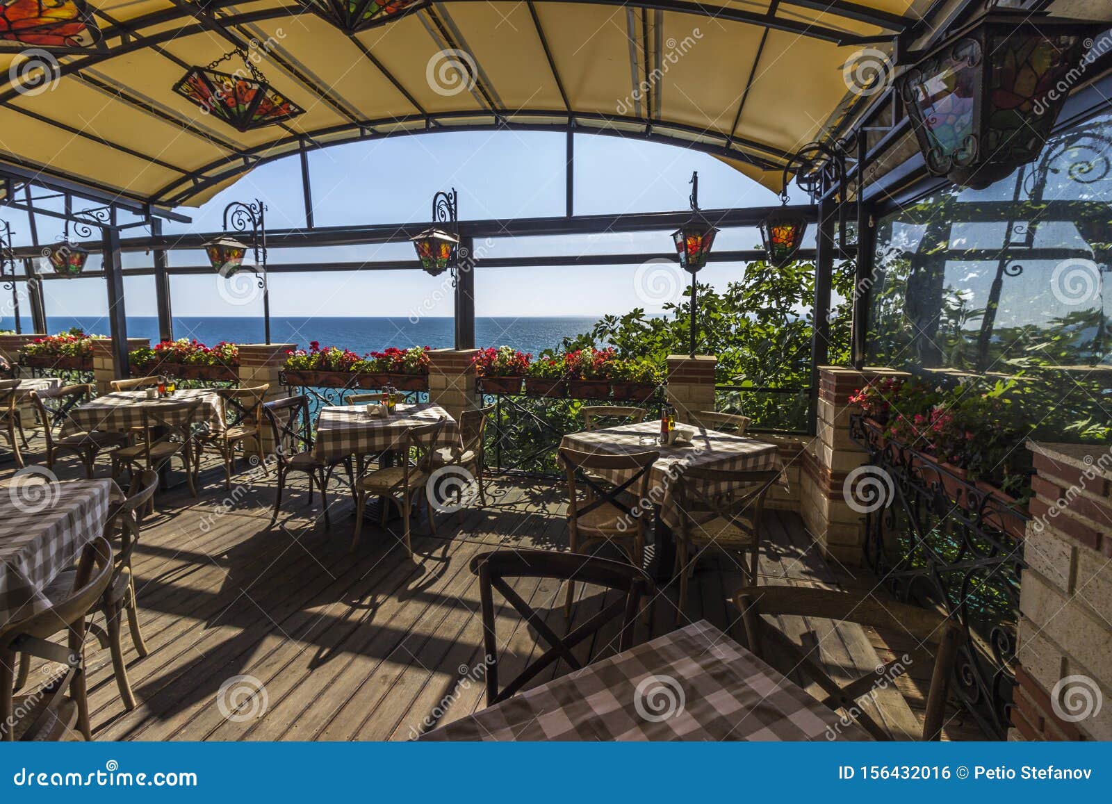 Seafront Restaurant with Terrace and Great Views Stock Photo - Image of ...