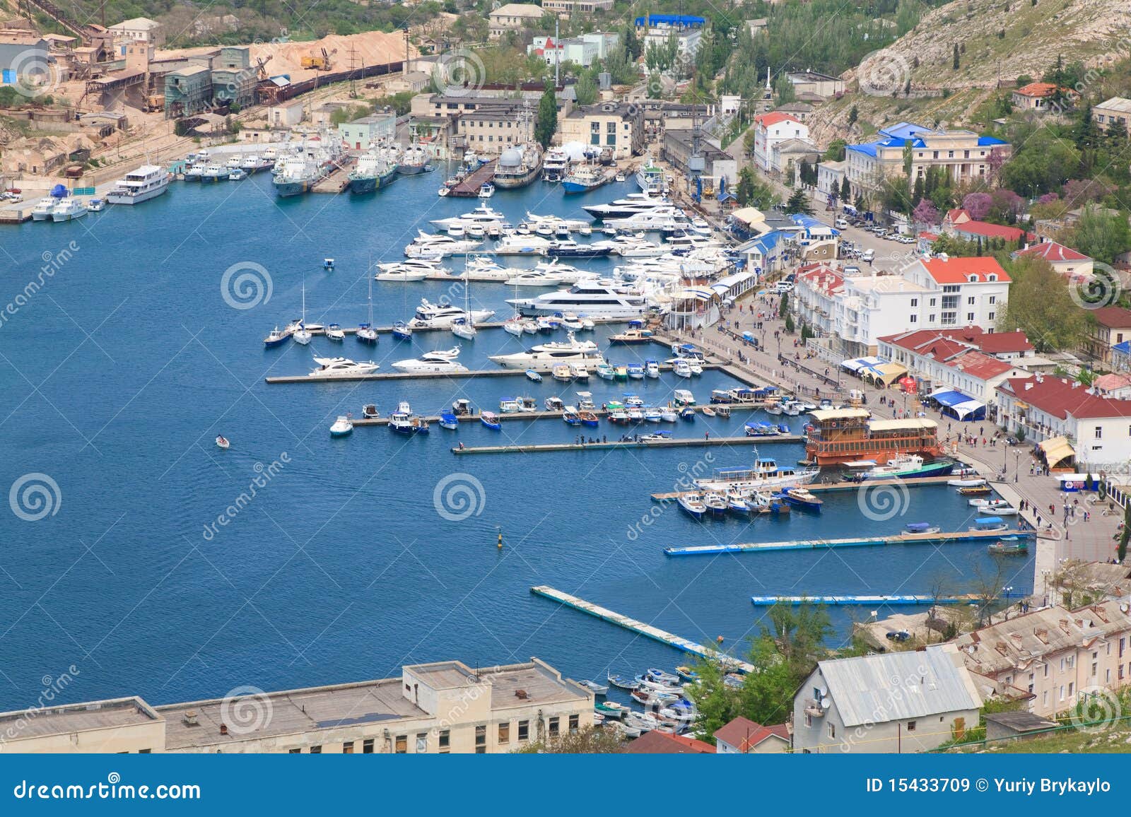 Seafront with Ships at Pier (Balaclava, Crimea) Editorial Stock Image ...