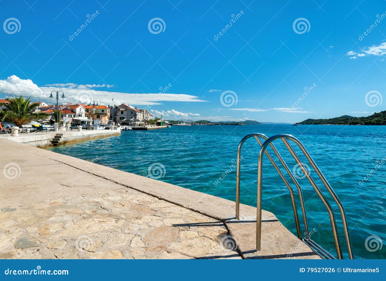 Seafront of Small Croatian Town Stock Photo - Image of coast, summer ...