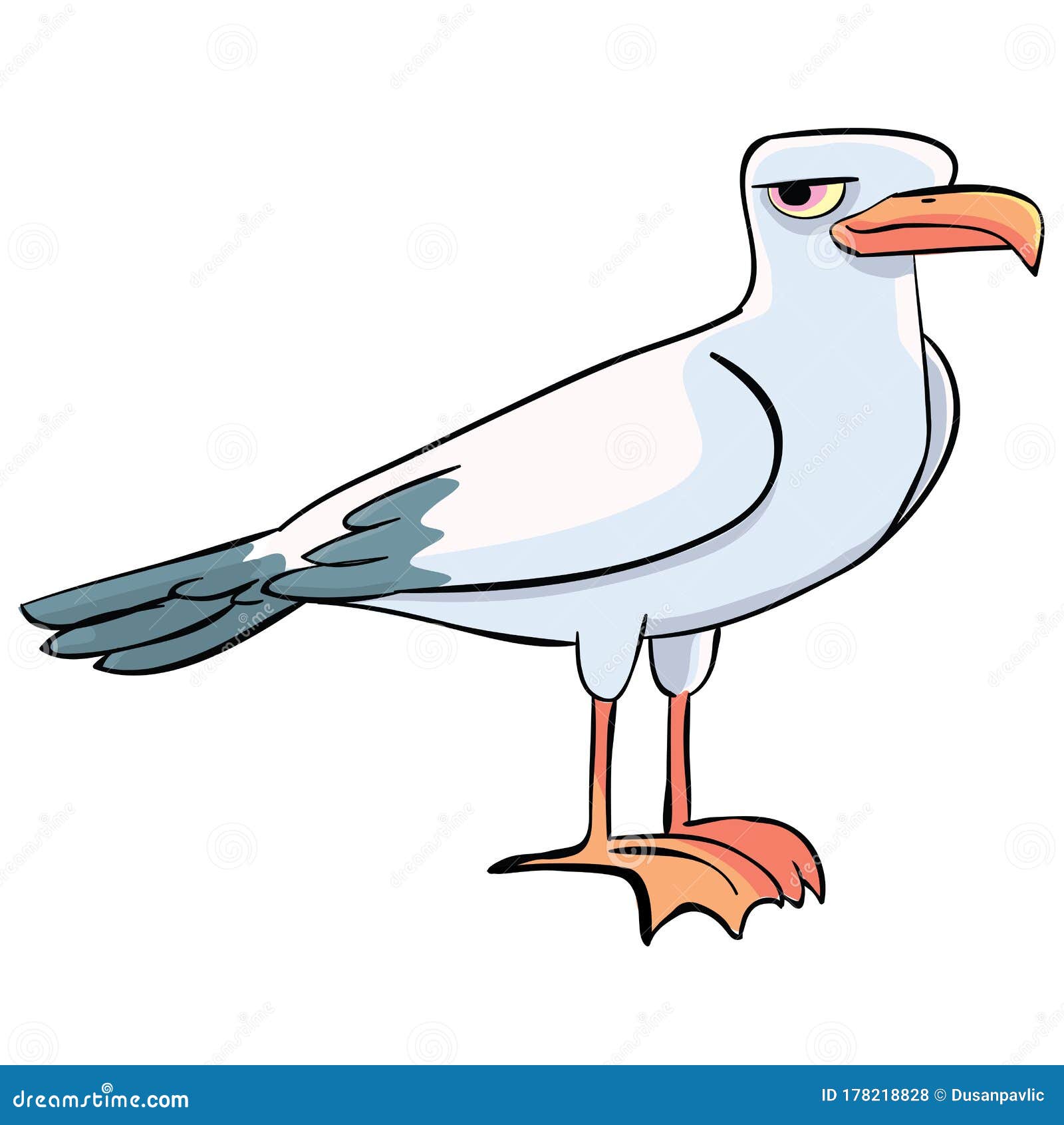 Seagull stock vector. Illustration of cartoon, blue - 178218828