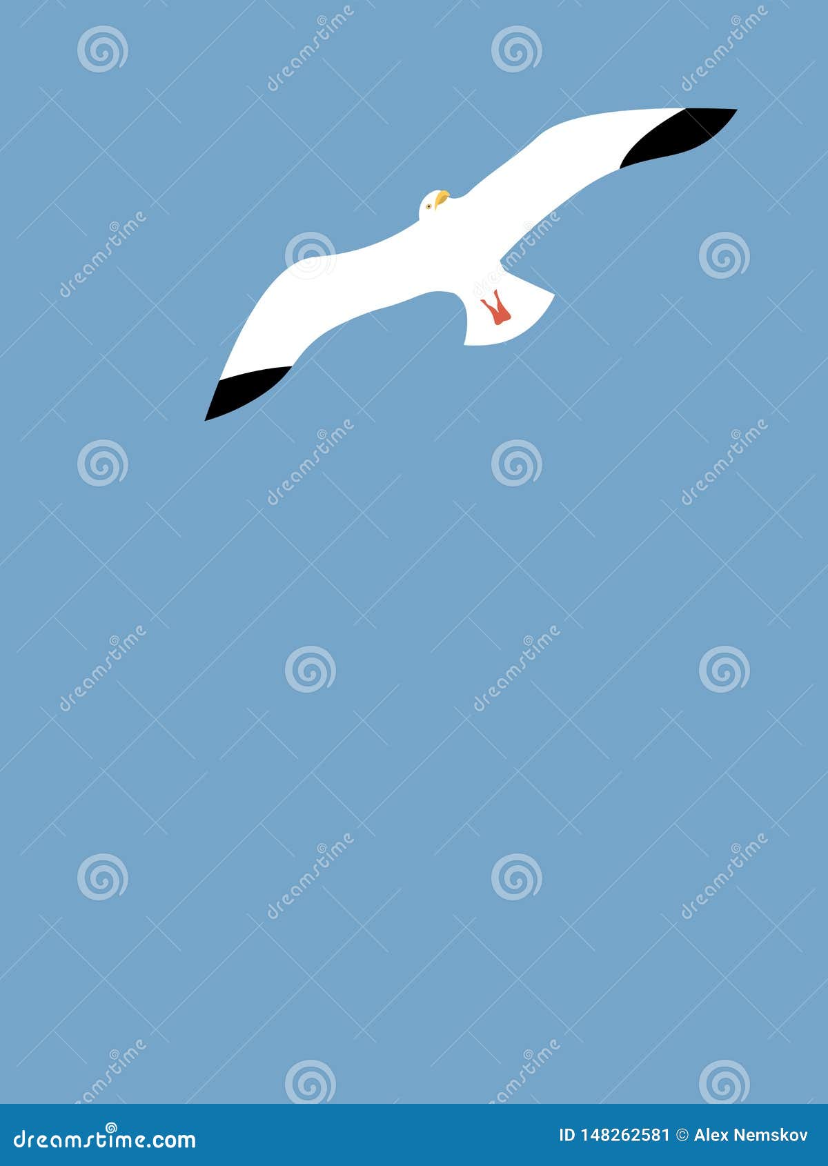 Seagull Background on a Blue Sky Stock Vector - Illustration of ocean ...