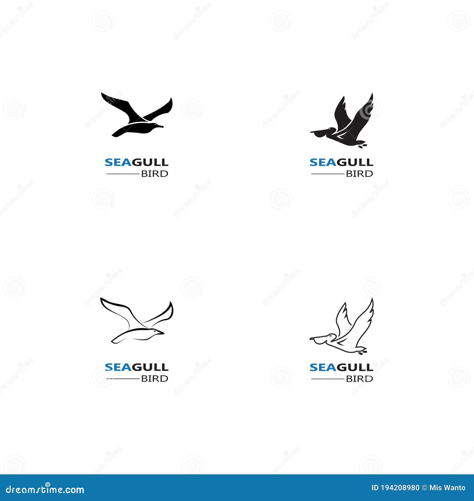 Seagull Bird Logo Icon Vector Designs Stock Vector - Illustration of ...