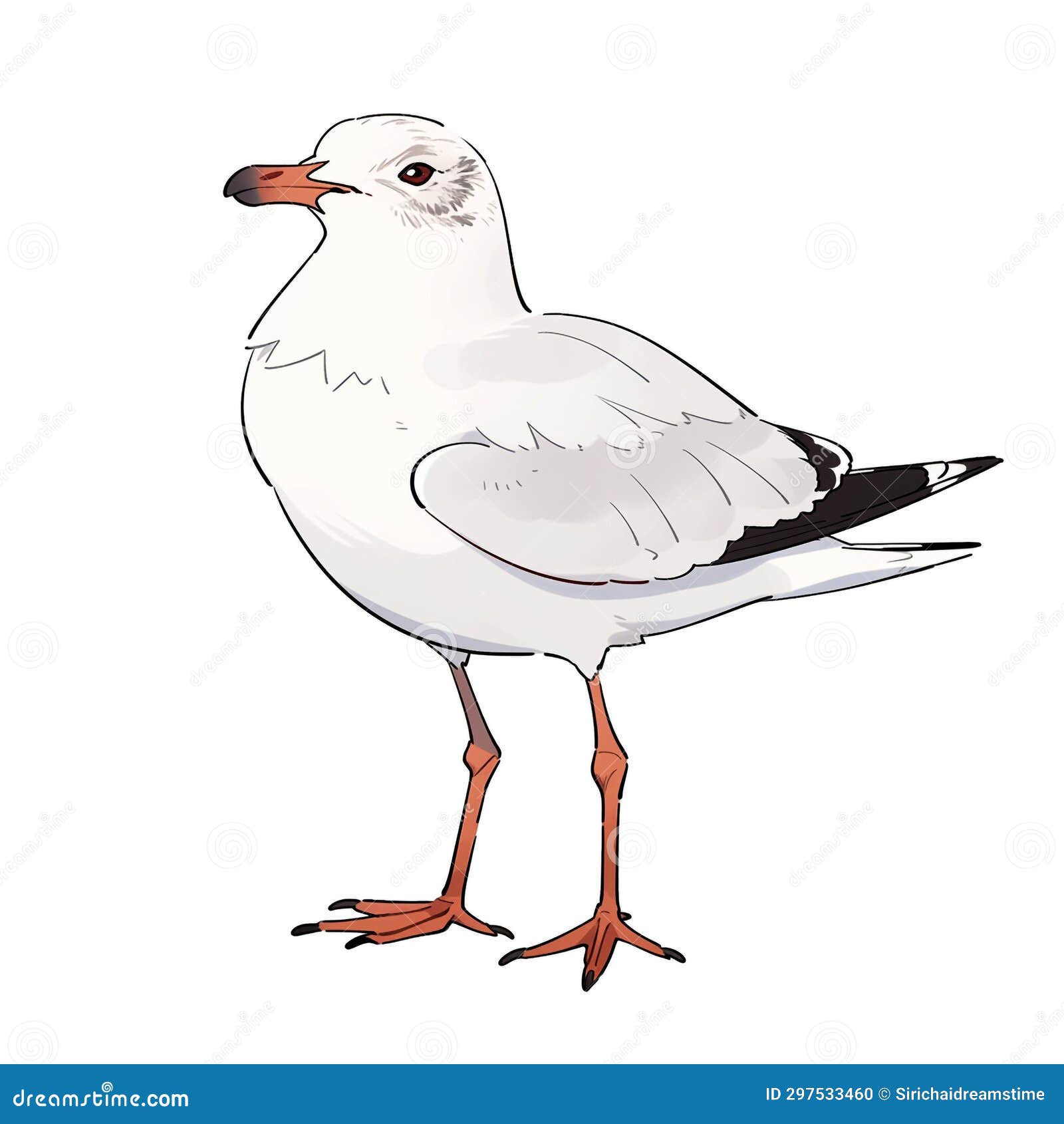 Seagull Cartoon Comic Drawing , Black Outline, AI Generated Stock Photo ...
