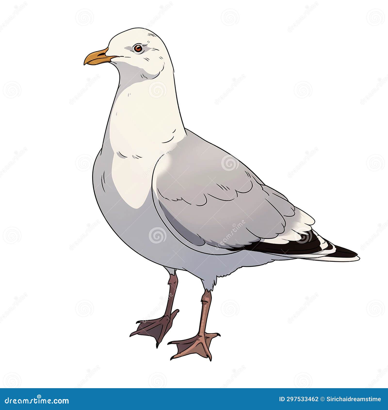 Seagull Cartoon Comic Drawing , Black Outline, AI Generated Stock Photo ...