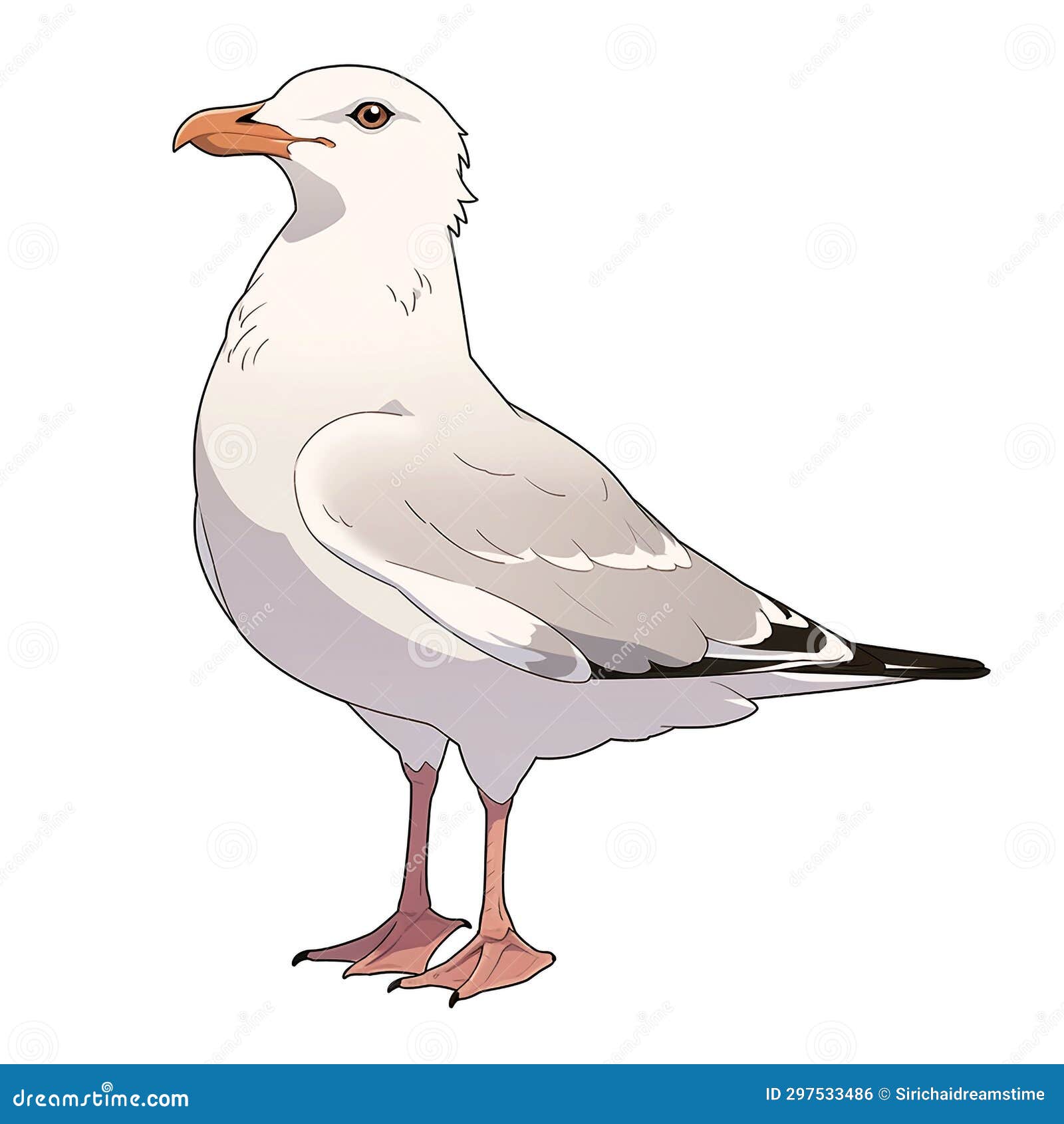Seagull Cartoon Comic Drawing , Black Outline, AI Generated Stock ...