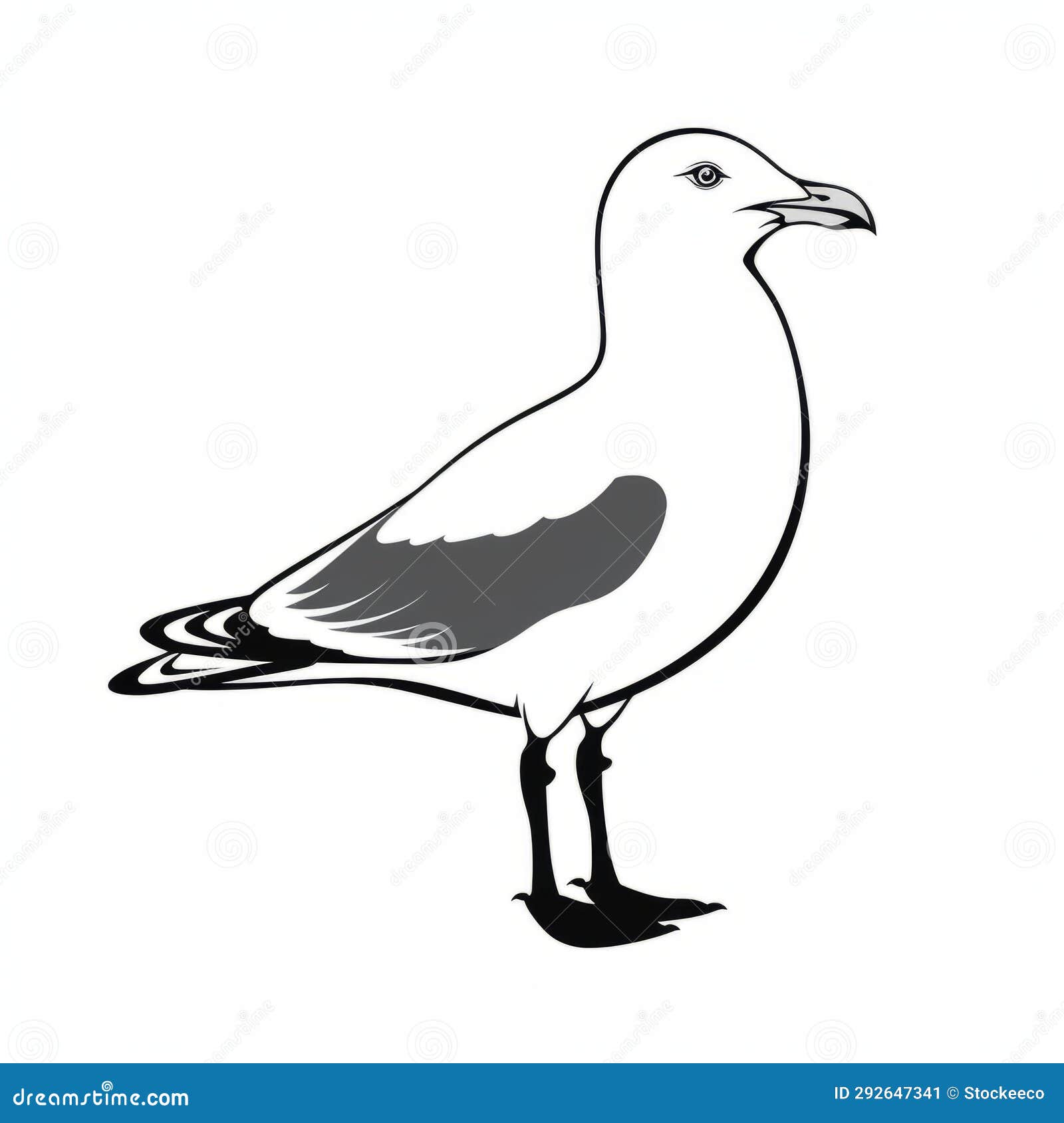 Seagull Drawing on White Background - Vector Illustration Stock ...