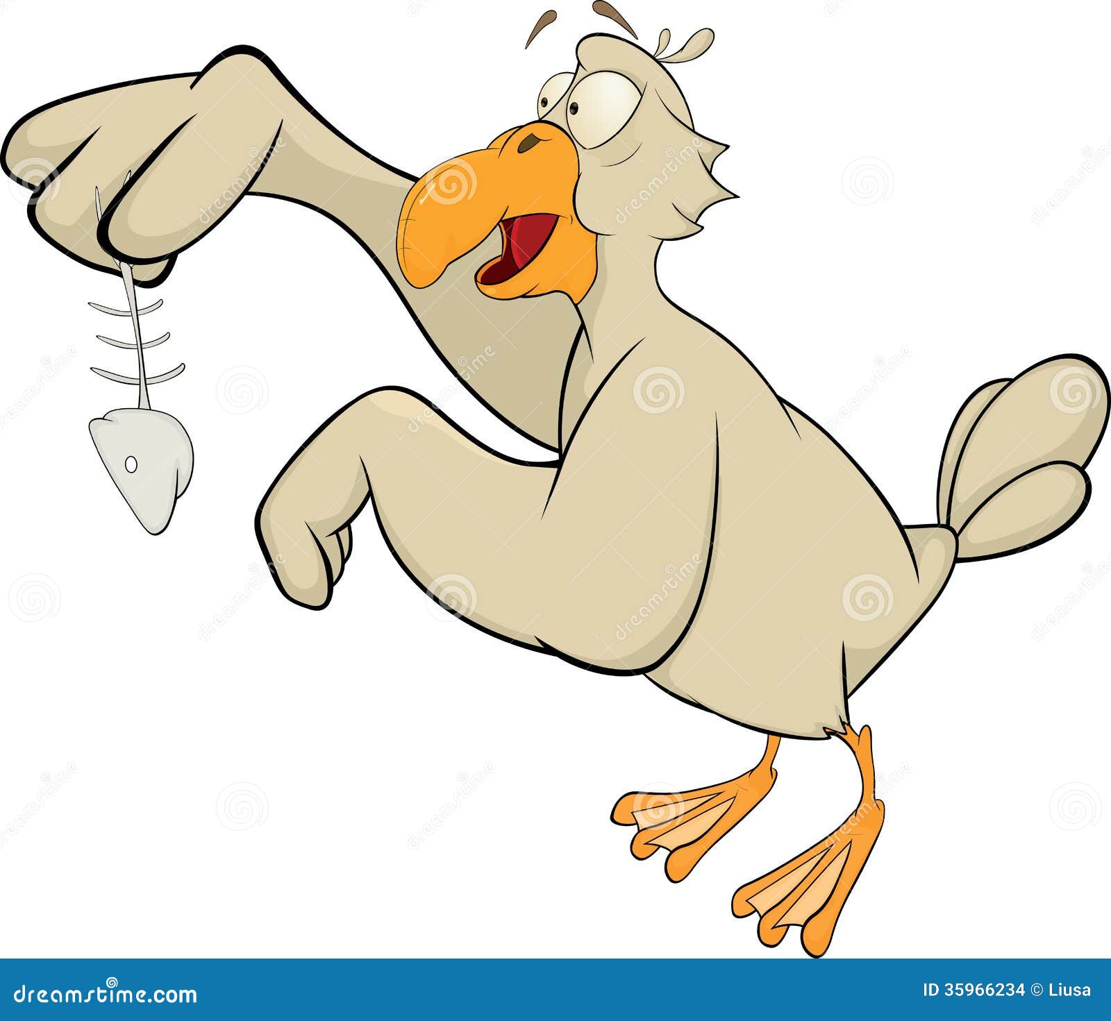 Seagull and fish cartoon stock vector. Illustration of wing - 35966234