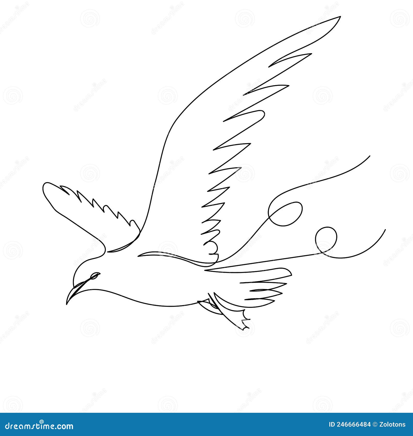 Seagull Flying One Continuous Line Drawing, Isolated Stock Vector ...