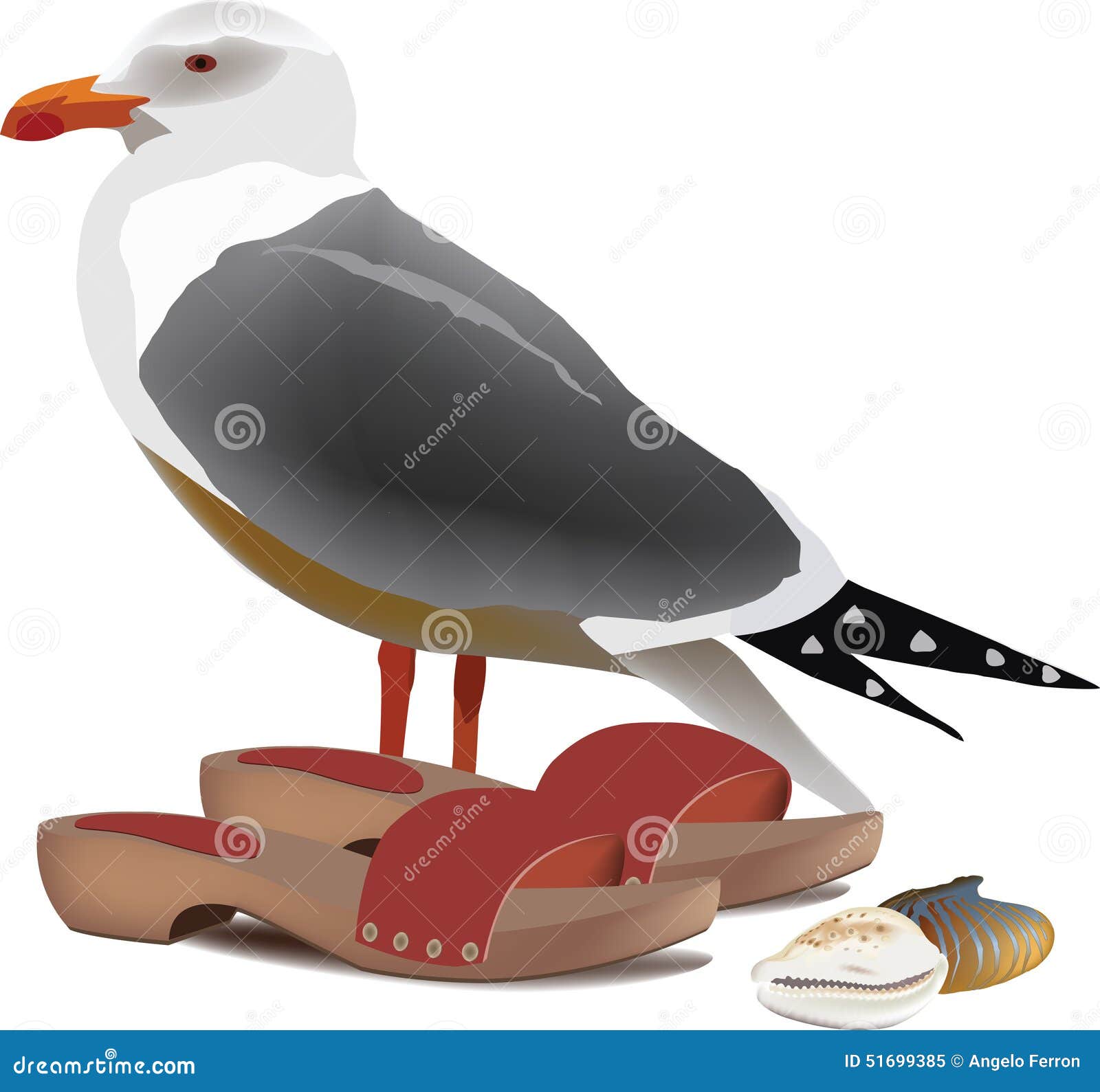 Seagull Hooves and Shells from the Beach Stock Vector - Illustration of ...
