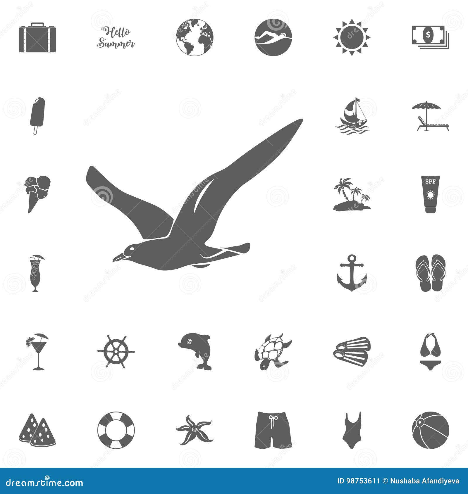Seagull Icon Vector. stock illustration. Illustration of sailor - 98753611