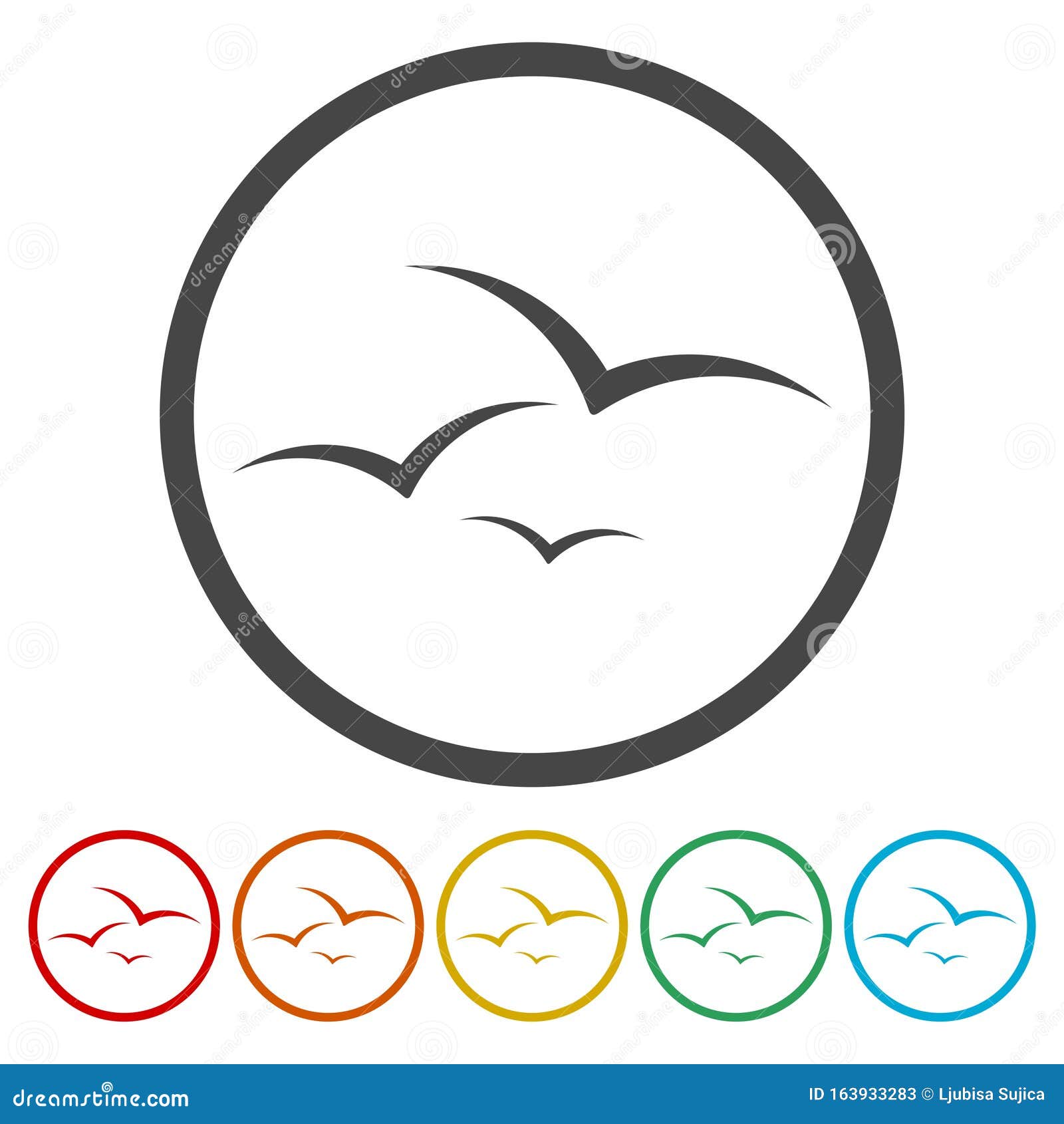 Seagull Icons Set - Vector Illustration Stock Vector - Illustration of ...