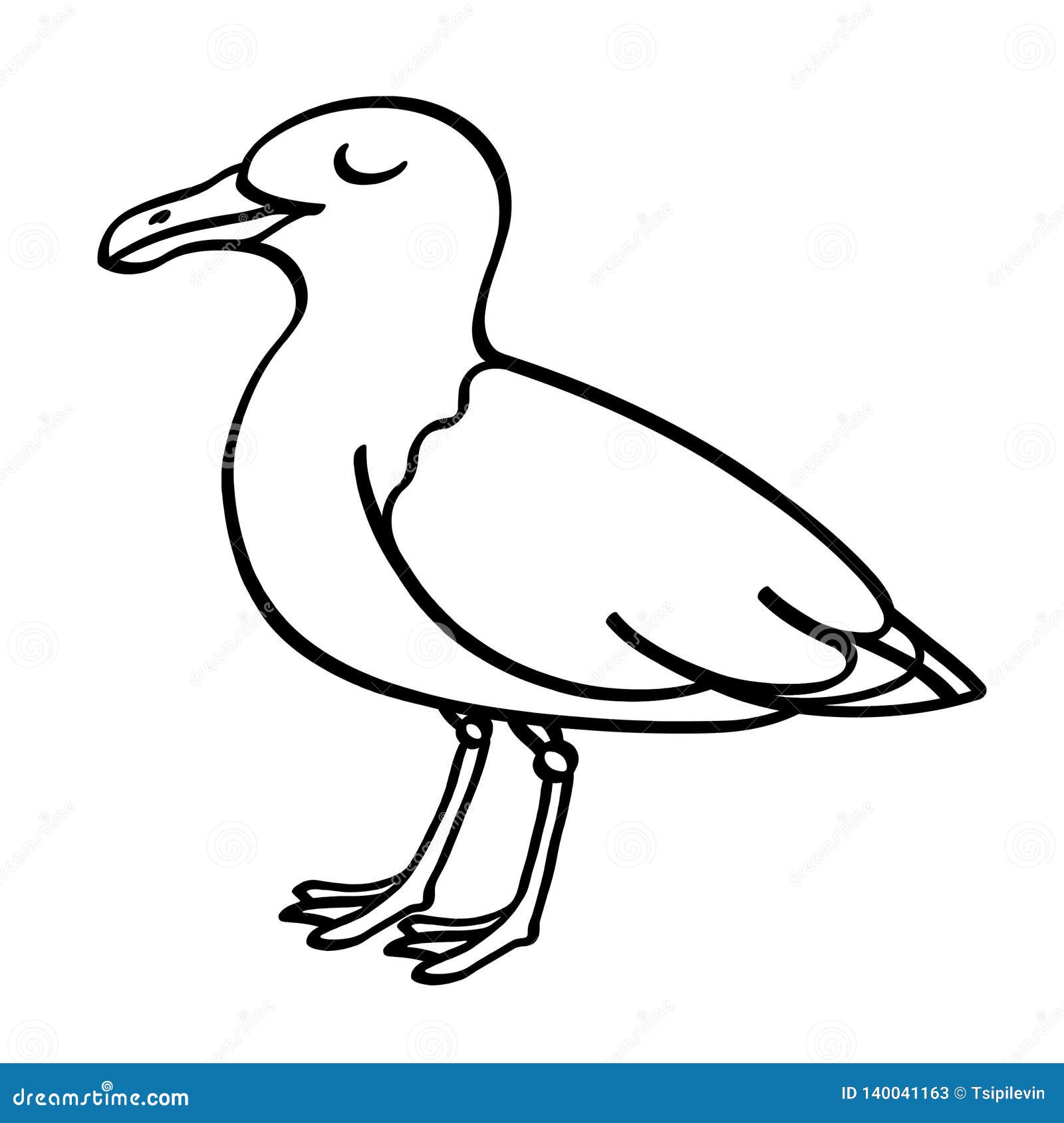 Seagull Outline Illustration Stock Illustration - Illustration of gull ...