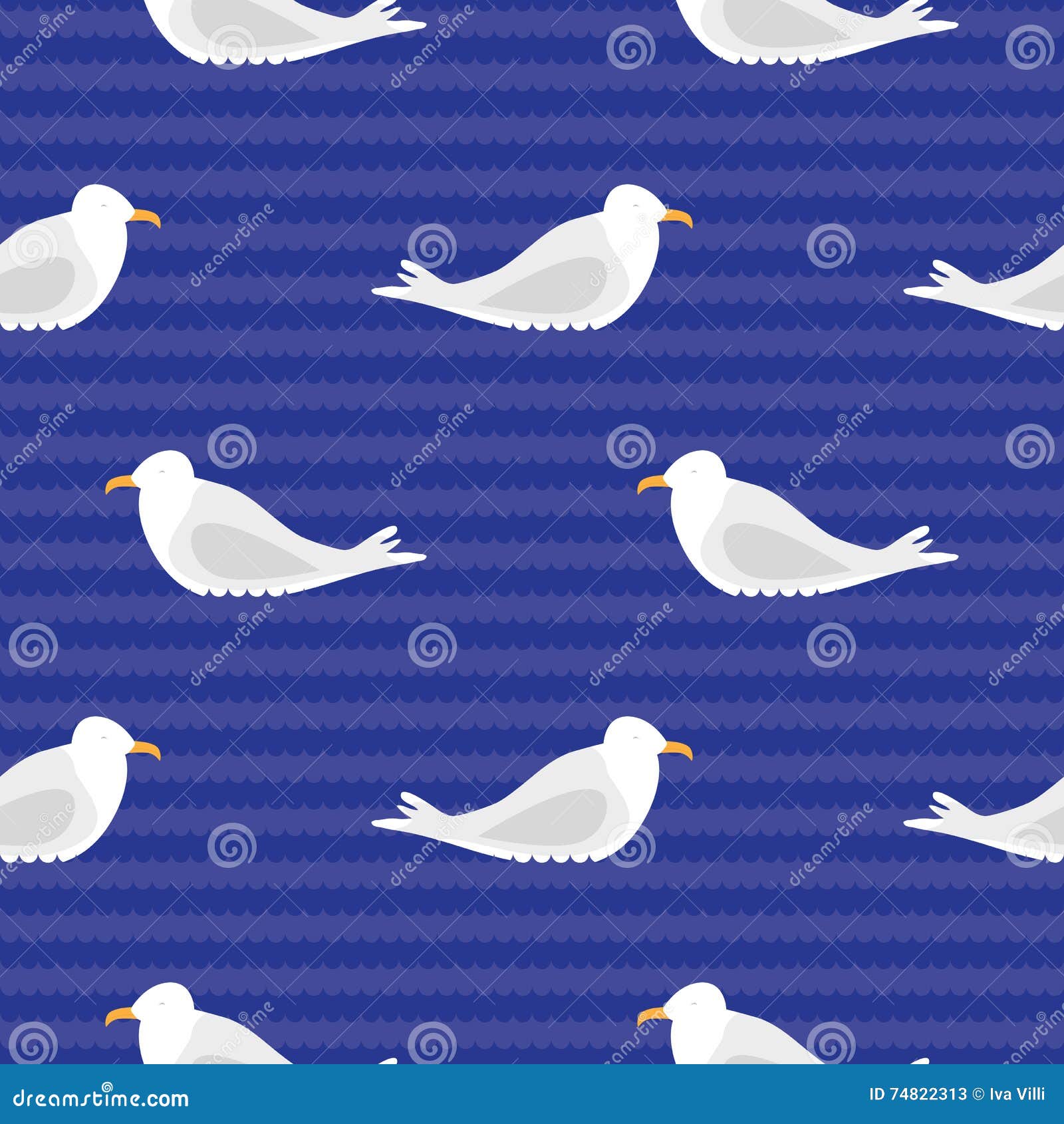 Seagull pattern stock vector. Illustration of tile, seagull - 74822313