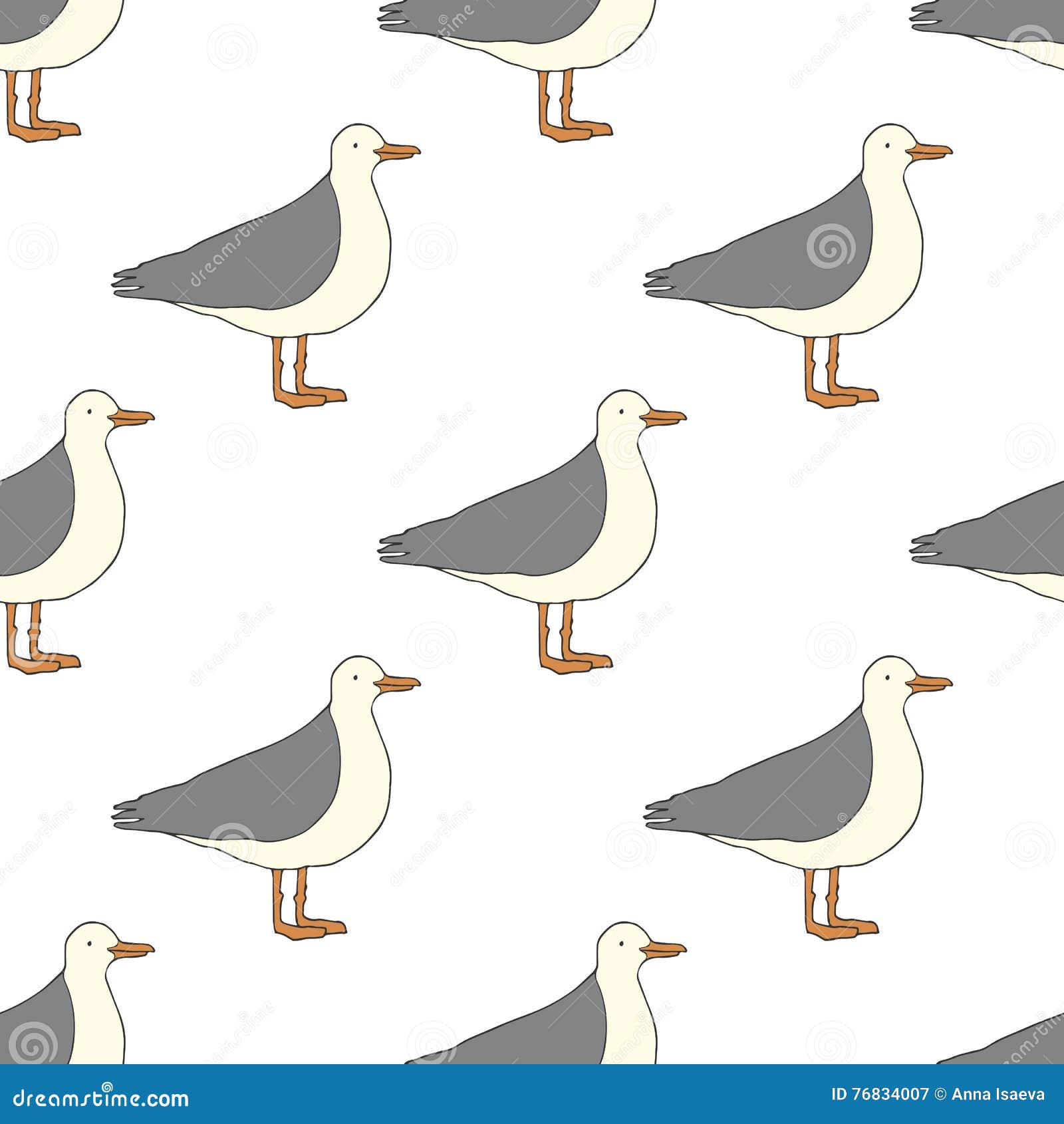 Seagull pattern stock vector. Illustration of drawn, seamless - 76834007