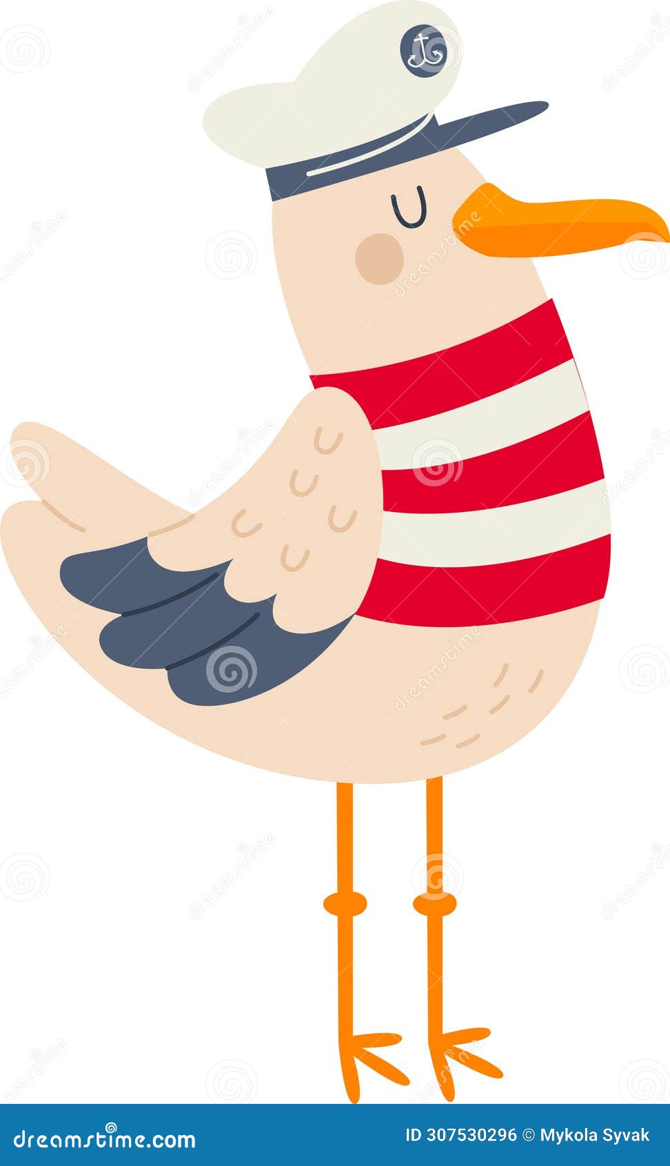 Seagull Sailor Captain stock illustration. Illustration of blue - 307530296