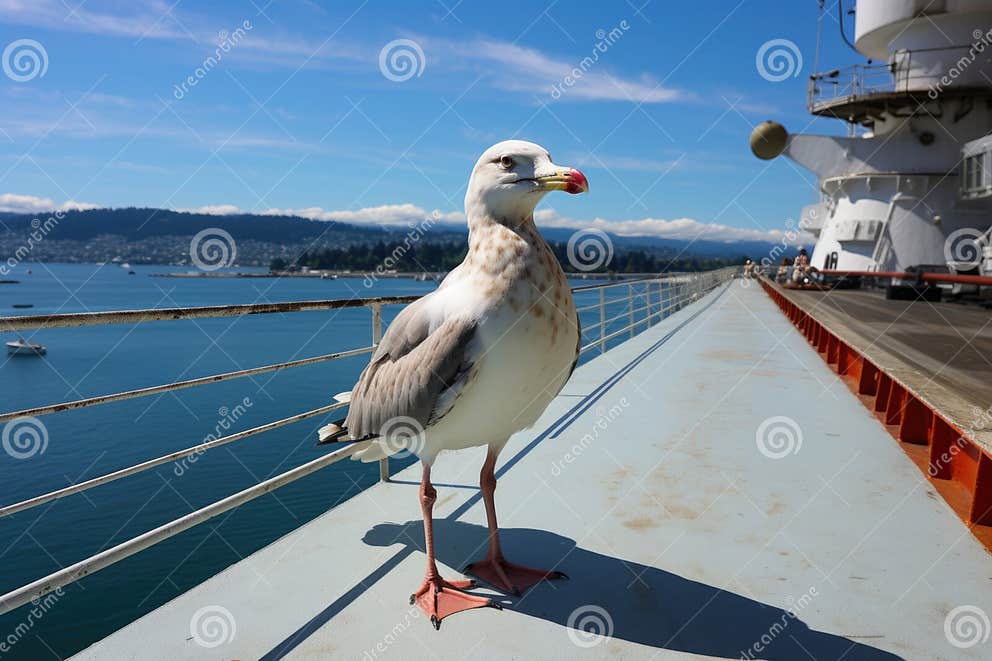 A Seagull Seen from the Ships Deck with the Sea in the Background Stock ...