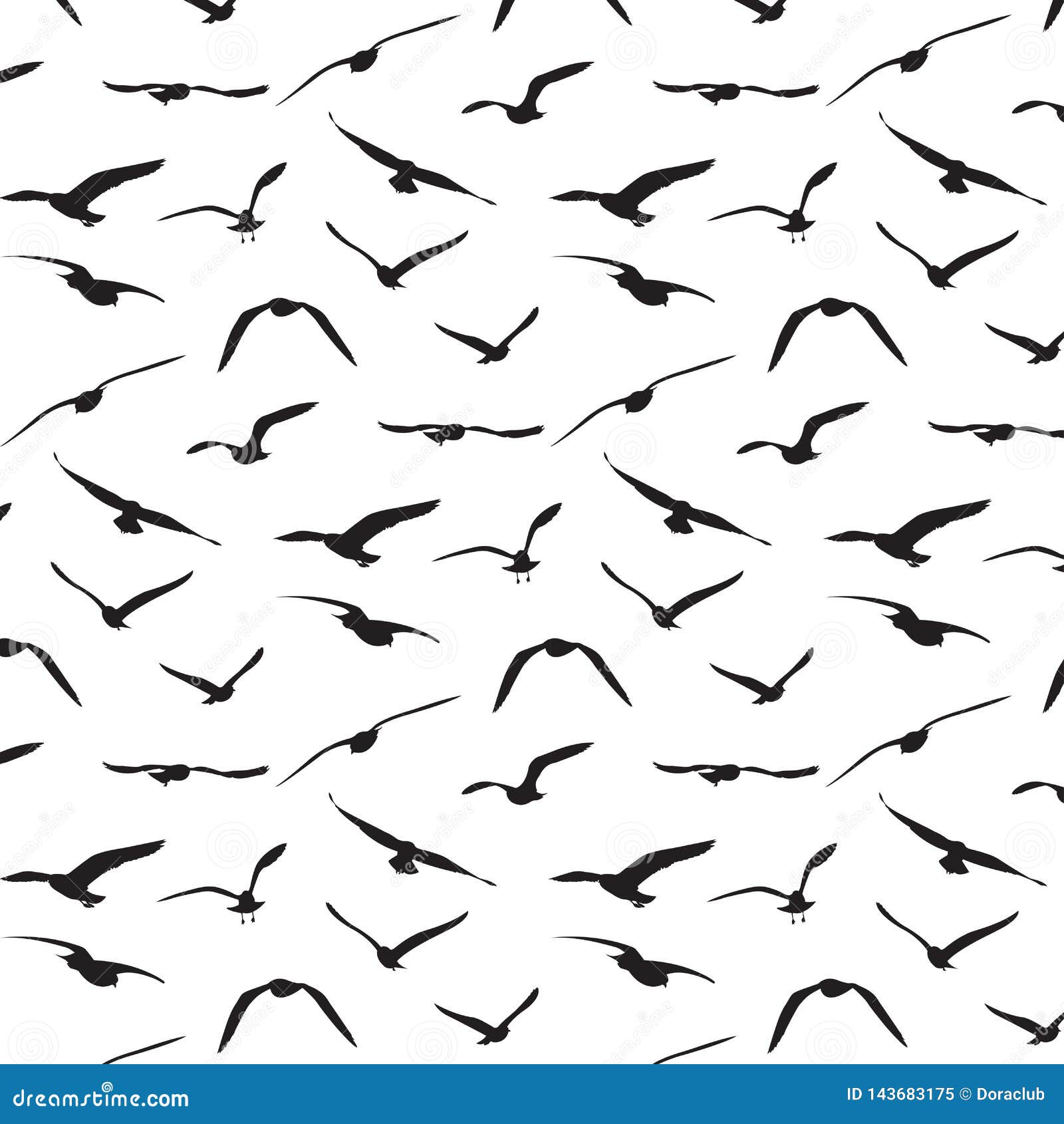 Seagull Silhouette Pattern Background Stock Vector - Illustration of ...