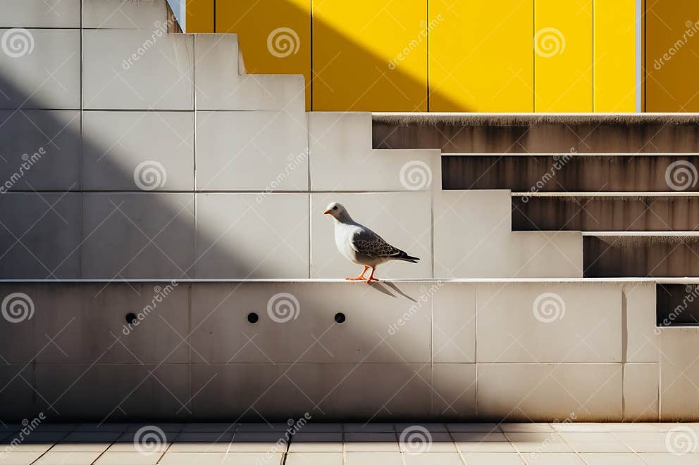 A Seagull Standing on the Steps of a Building Stock Illustration ...