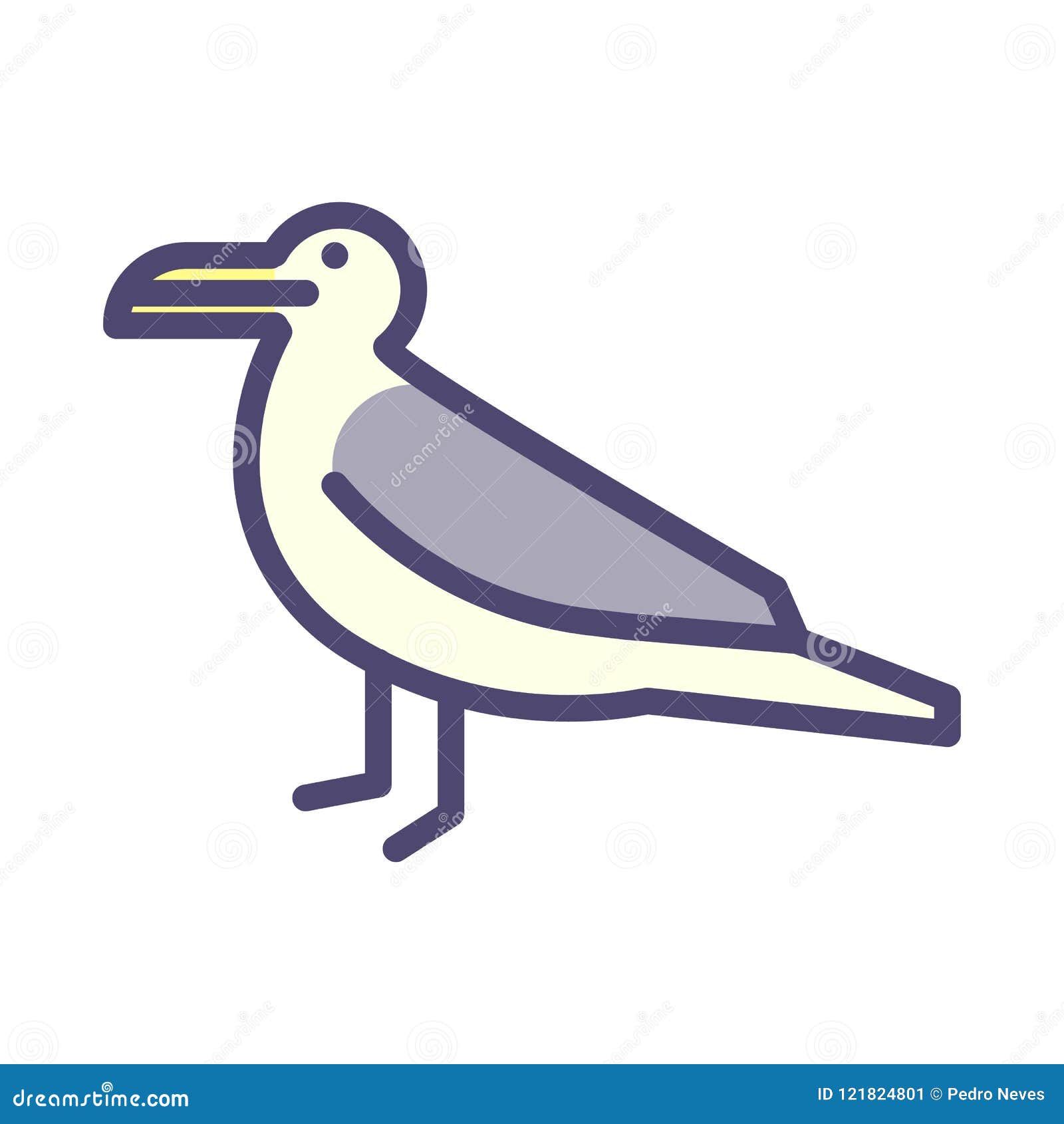 Seagull Thin Outline Stylized Icon. Vector Illustration of a Sea Bird ...