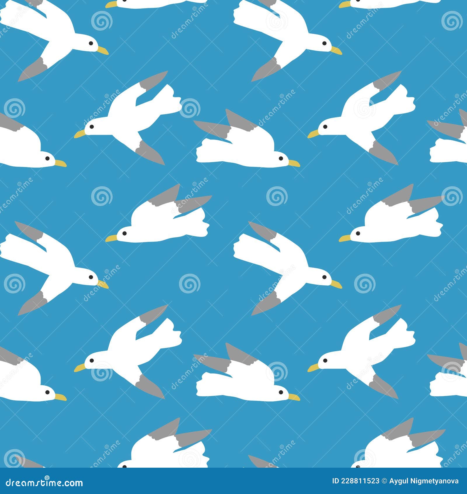 Seagull Vector Flat Seamless Pattern. Background for Wallpaper ...