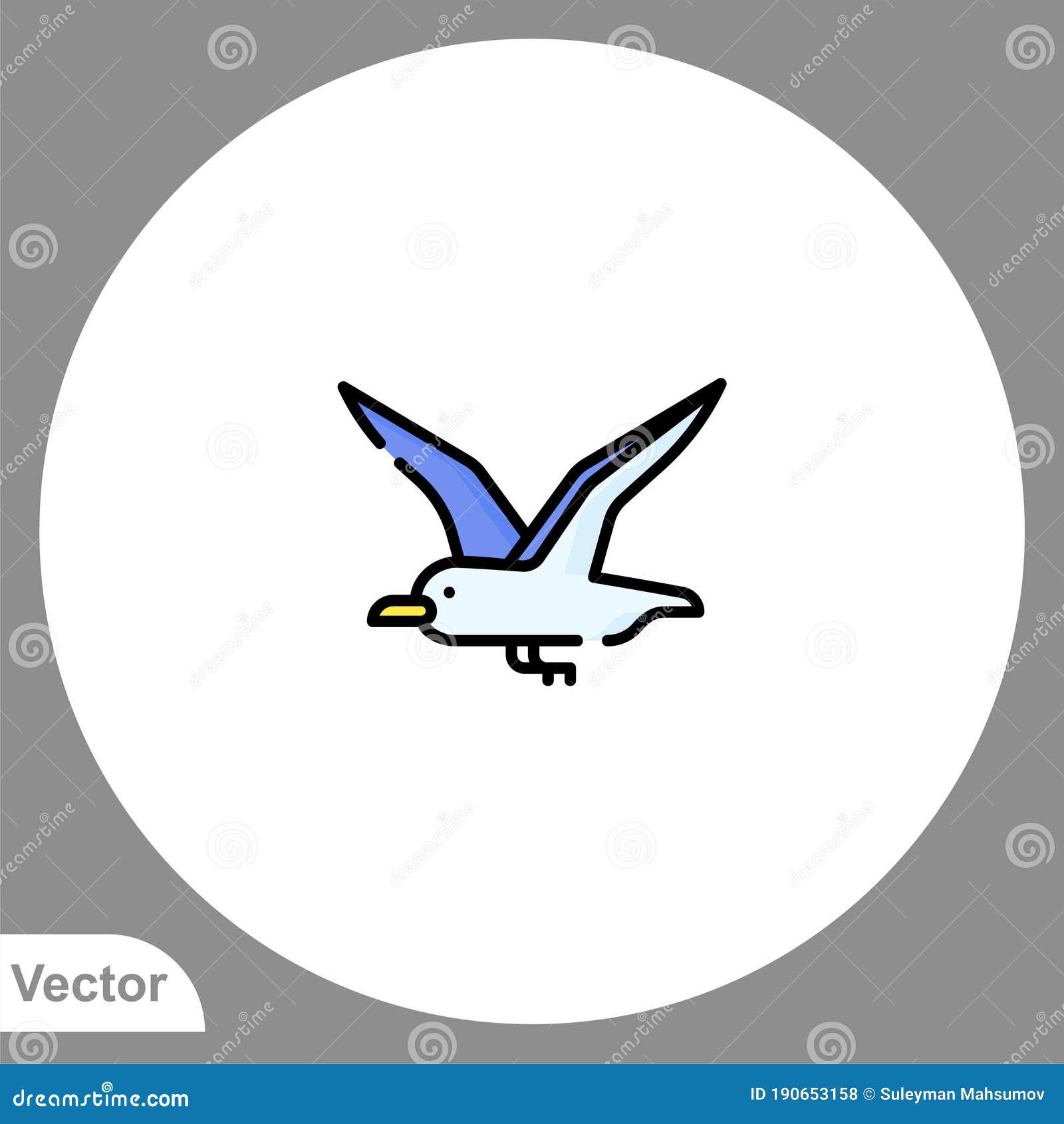 Seagull Vector Icon Sign Symbol Stock Vector - Illustration of seagull ...