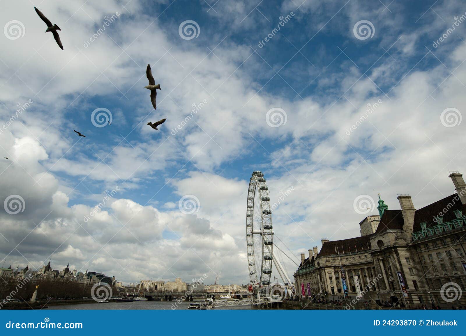 Seagulls, London Eye and Aquarium Editorial Image - Image of london ...